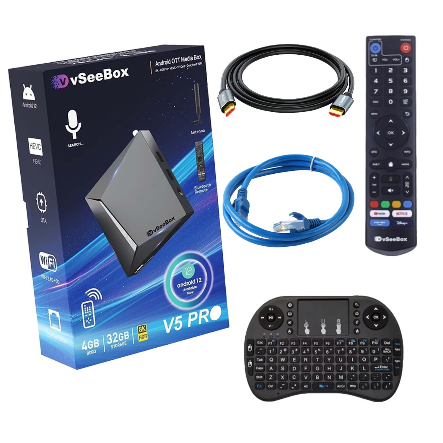 vSeeBox V5 Pro 6K Ultra HD Streaming Box - 4GB + 32GB Storage, Free ...