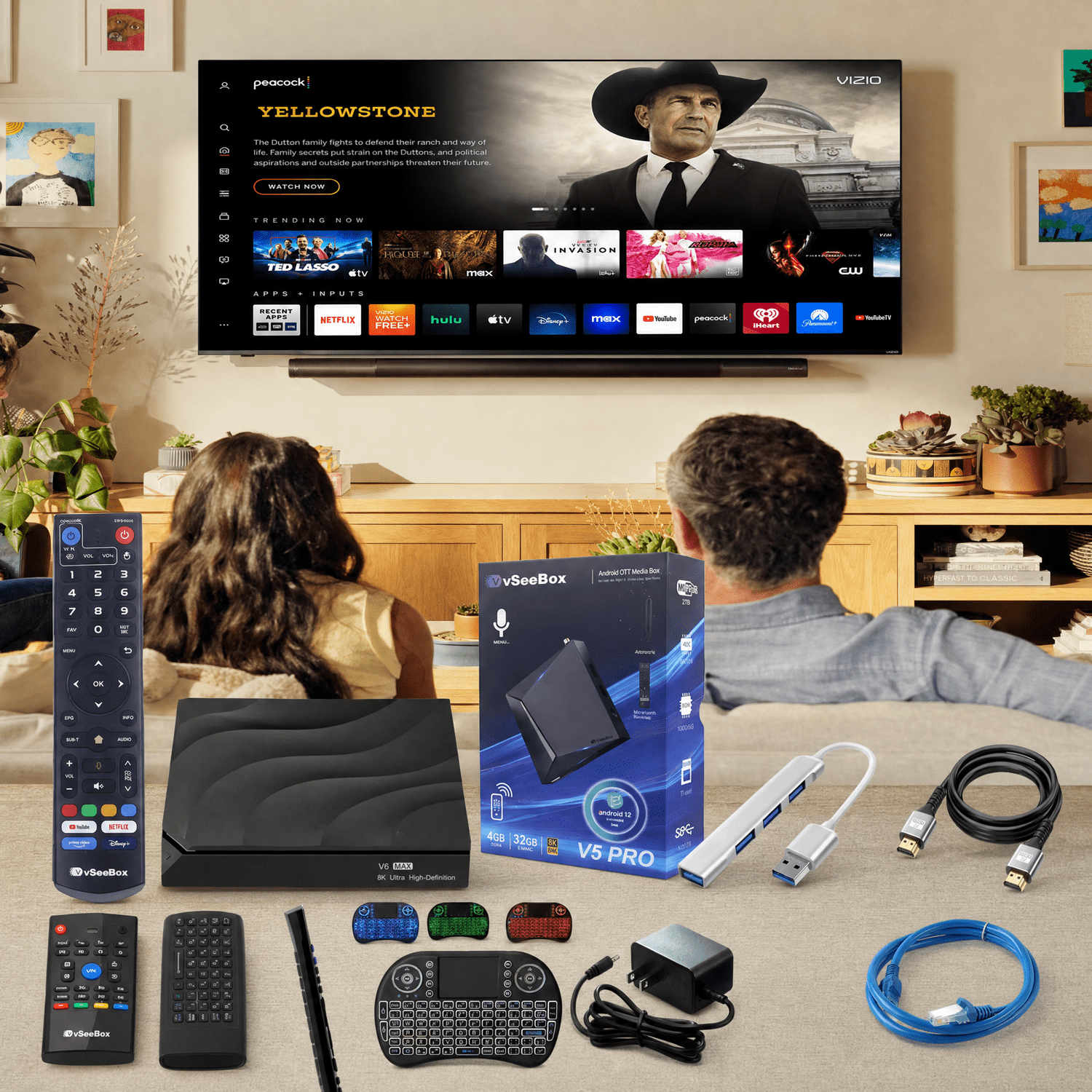 vSeeBox V5 Pro 8K Android TV Box with Voice Remote, 4+32GB, Dual Band ...