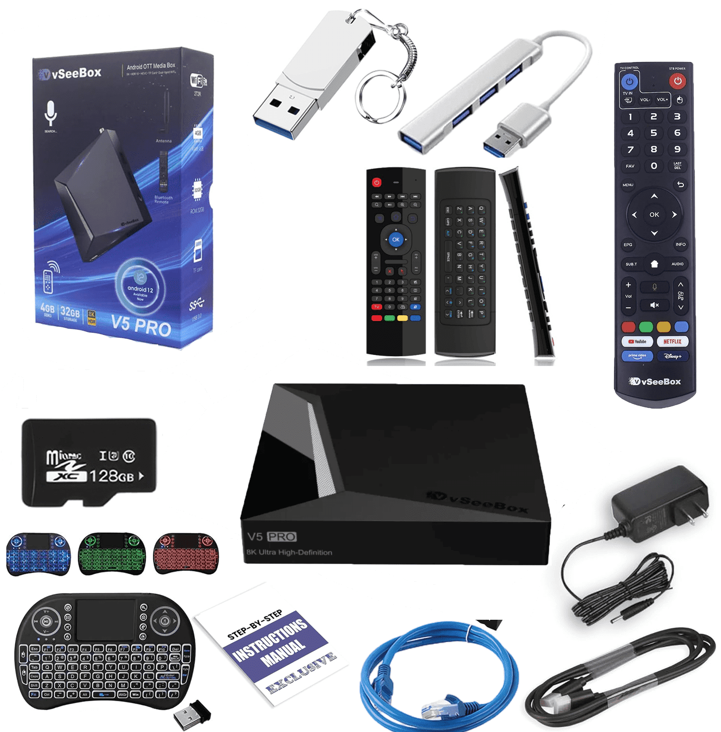 vSeeBox V5 Pro 8K Android TV Box with Voice Remote, 4+32GB, Dual Band ...