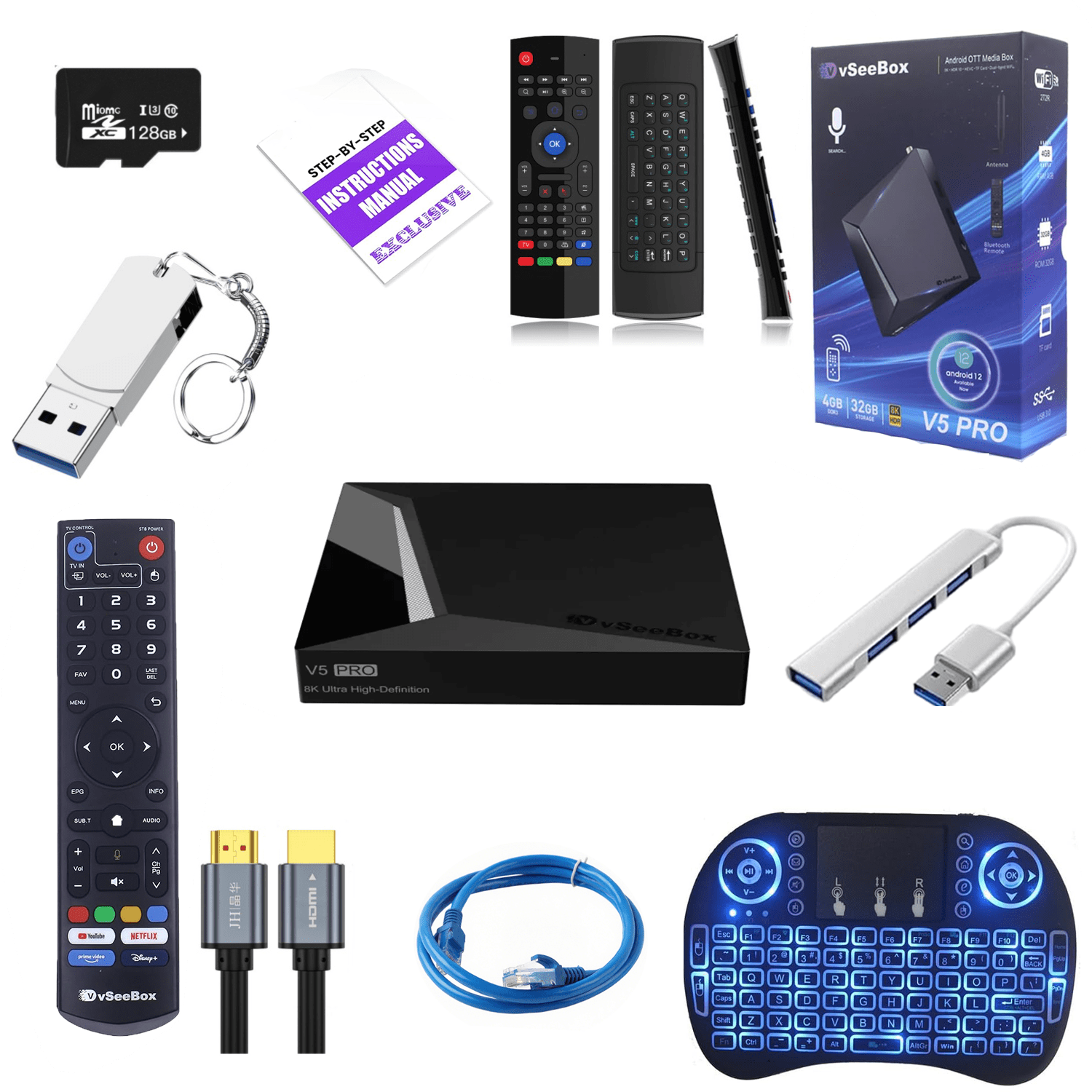 vSeeBox V5 Pro Android 12.0 TV Box, 4GB RAM 32GB ROM,Bluetooth Voice ...