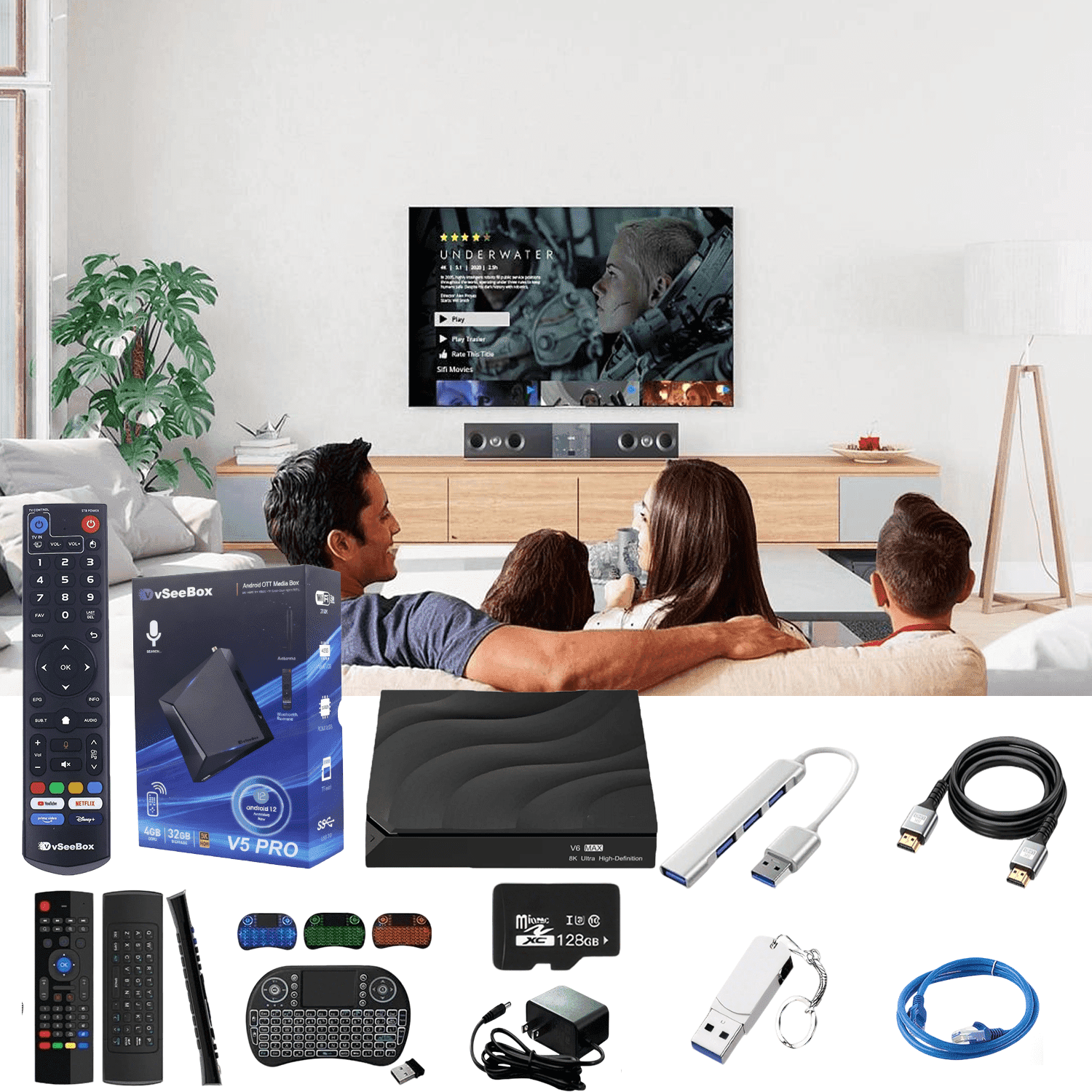 vSeeBox V5 Pro Android TV Box 12.0 with 8K Support, 4GB+32GB, Dual-Band ...