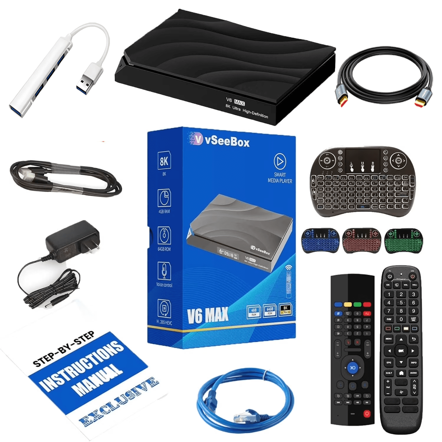 vSeeBox V6 Max 2026 New Max Version Kit with HDMI CableWith Remote ...