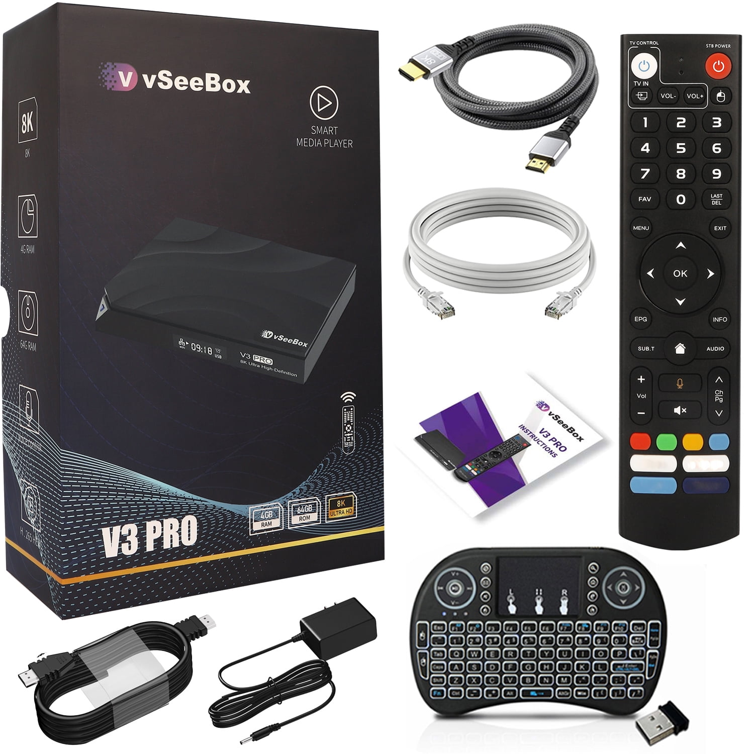 vSeebox 2025 V3 Pro New-est Version Android 11, 4GB RAM, 64GB Storage ...