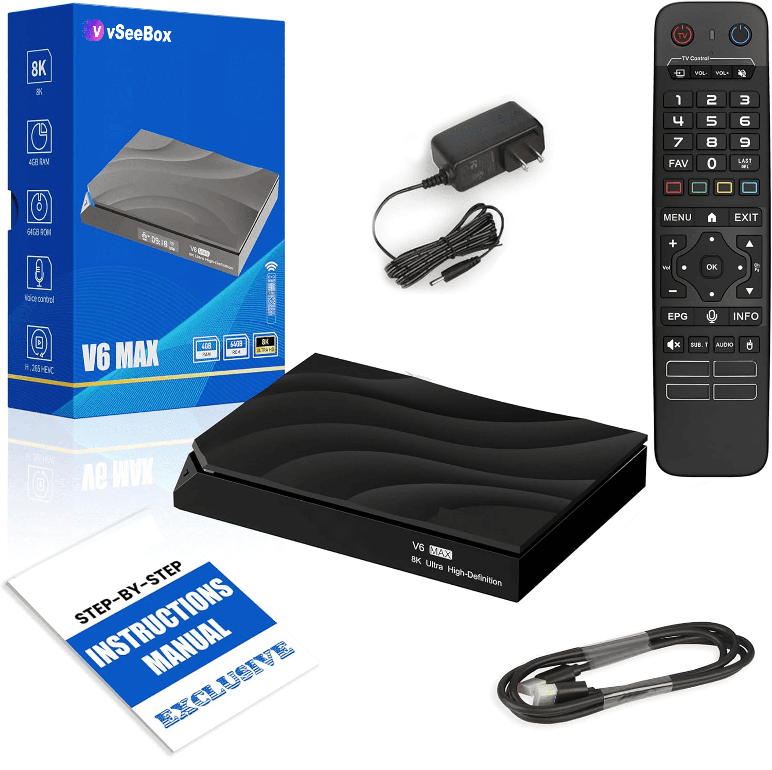 vSeebox 2026 V6 Max New Version Android 14 TV box with Voice Remote ...