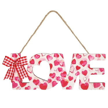 TERGAYEE Happy Valentines Day Banner,Valentine Day Door Porch Signs ...