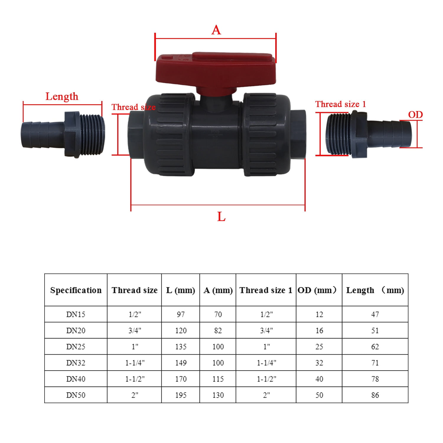valve 20 25 32 40 50 63 75 90 110mm non-return valve ball non-return ...