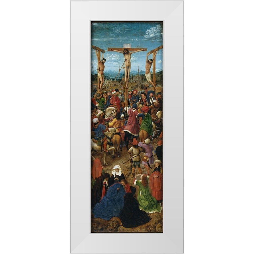van Eyck, Jan 7x14 White Modern Wood Framed Museum Art Print Titled - Crucifixion and Last ...