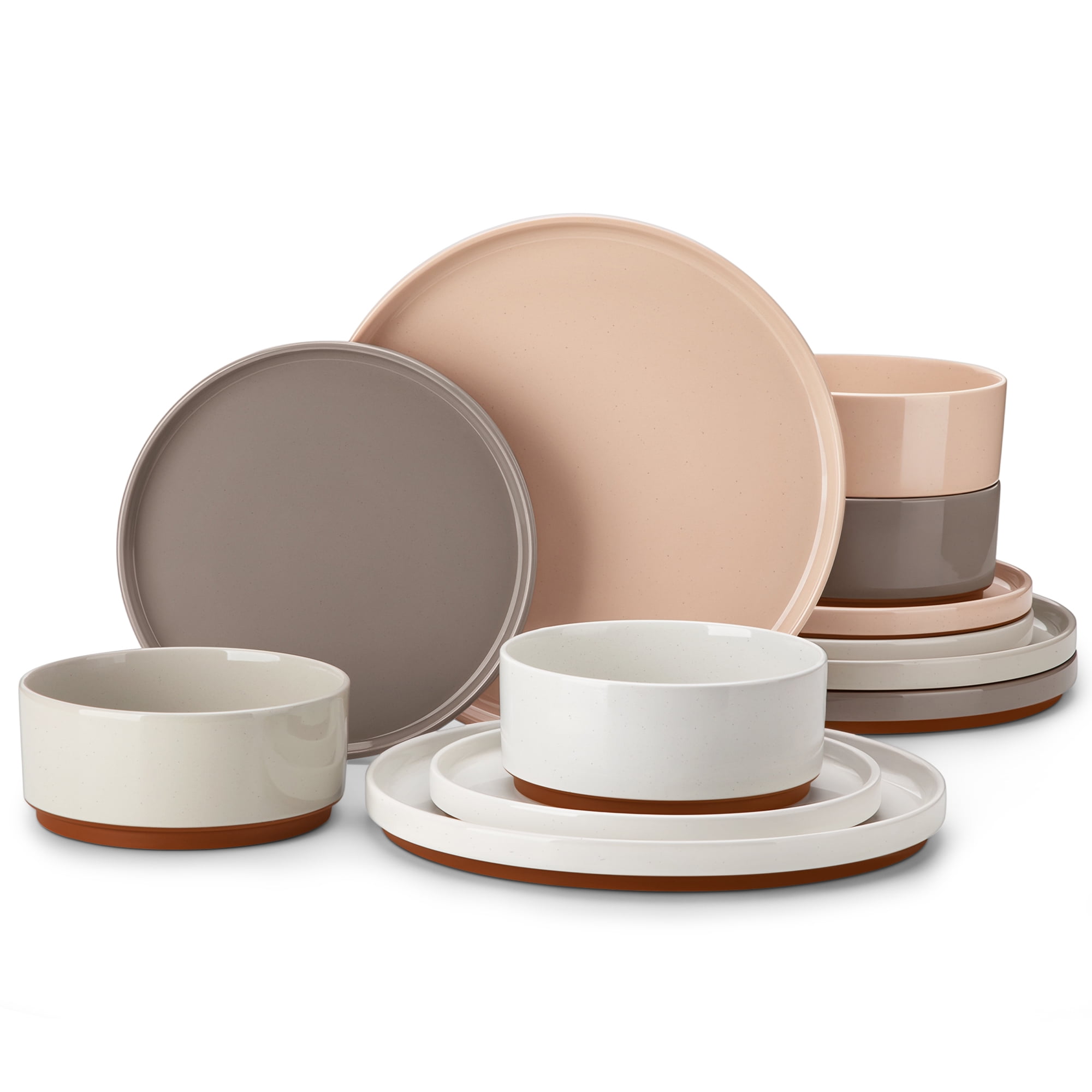 vancasso 12 pcs Dinnerware Sets, Plates and Bowls Set for 4, Ceramic ...