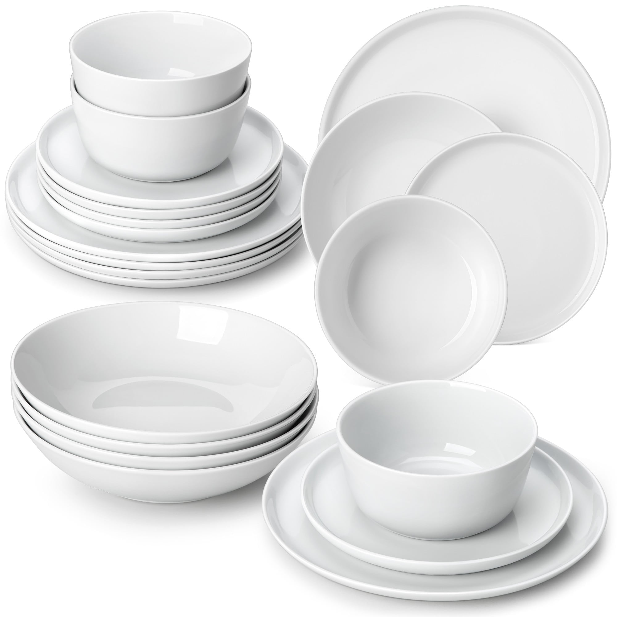 vancasso 16 Pcs Dinnerware Set, Ceramic Plates and Bowls Set for 4 ...