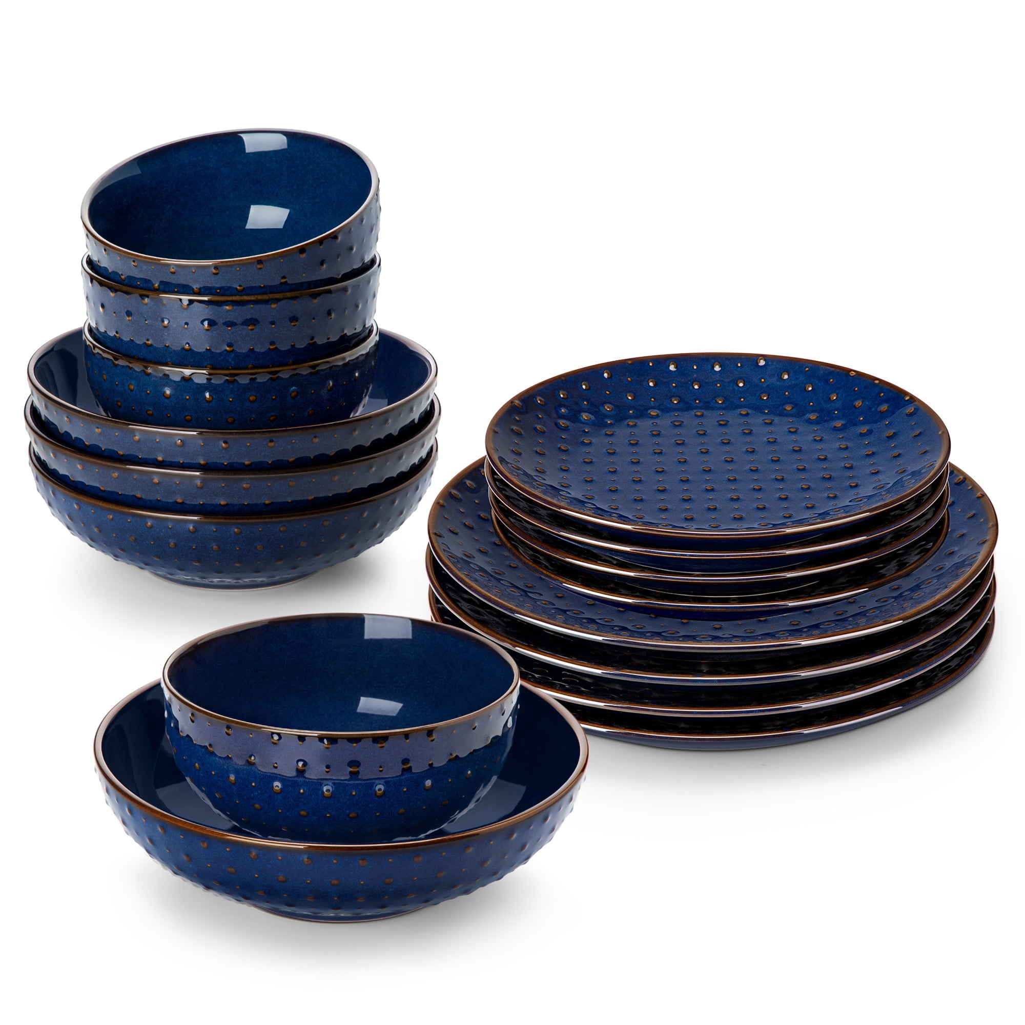 vancasso 16 Pieces Dinnerware Sets, Stoneware Plates and Bowls Set for ...