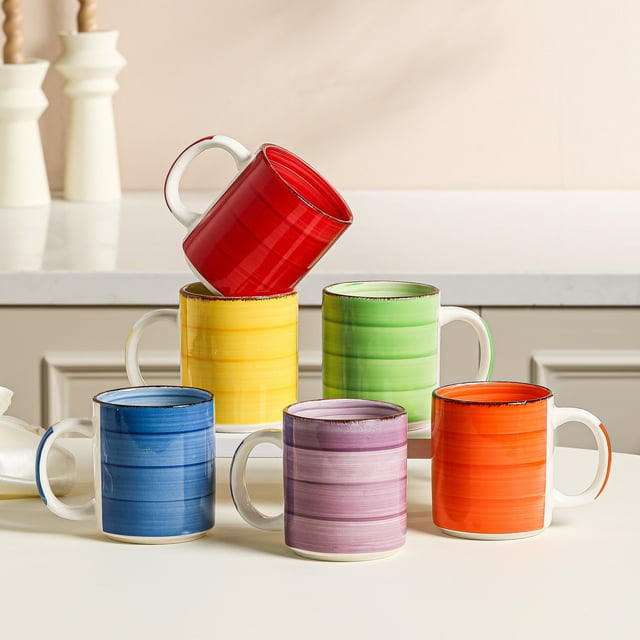 MALACASA 16oz Coffee Mugs, Set of 6, Stoneware Hot Chocolate Coffee Set ...