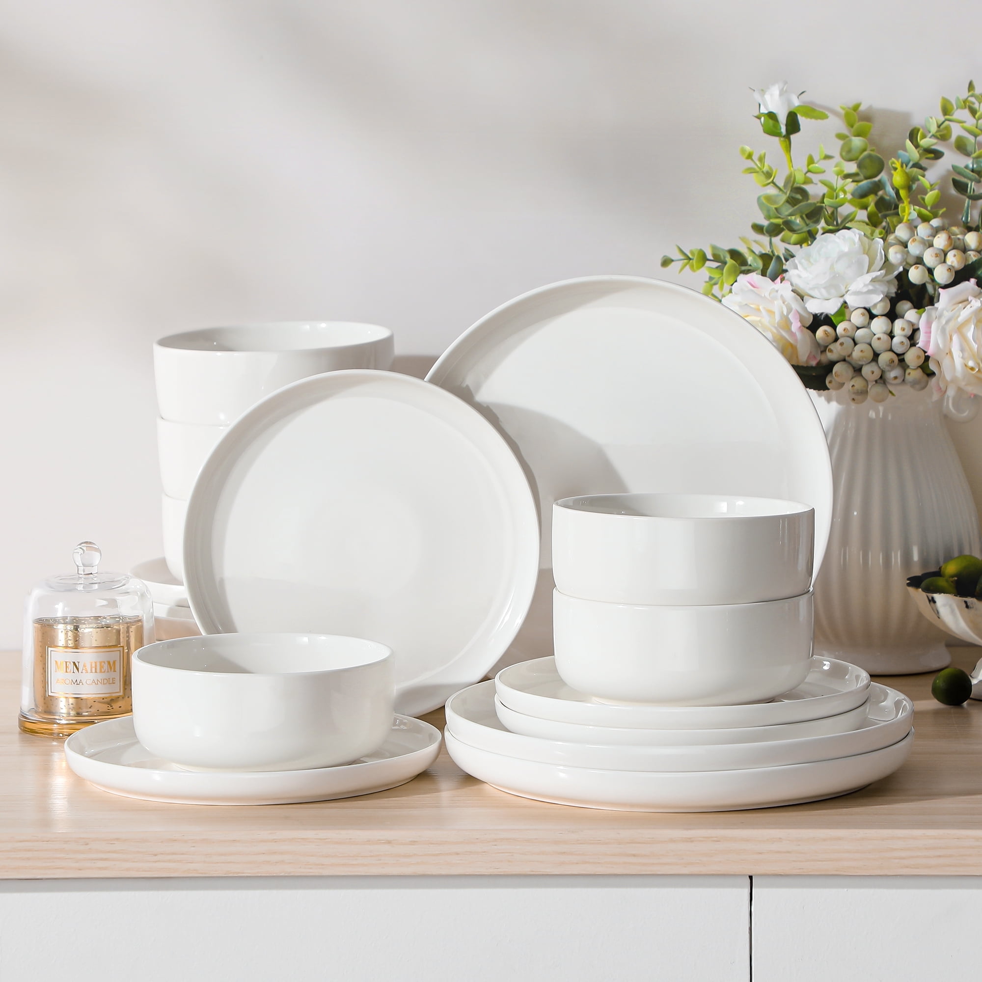 vancasso 18 Pieces Dinnerware Sets, Plates and Bowls Set for 4 ...