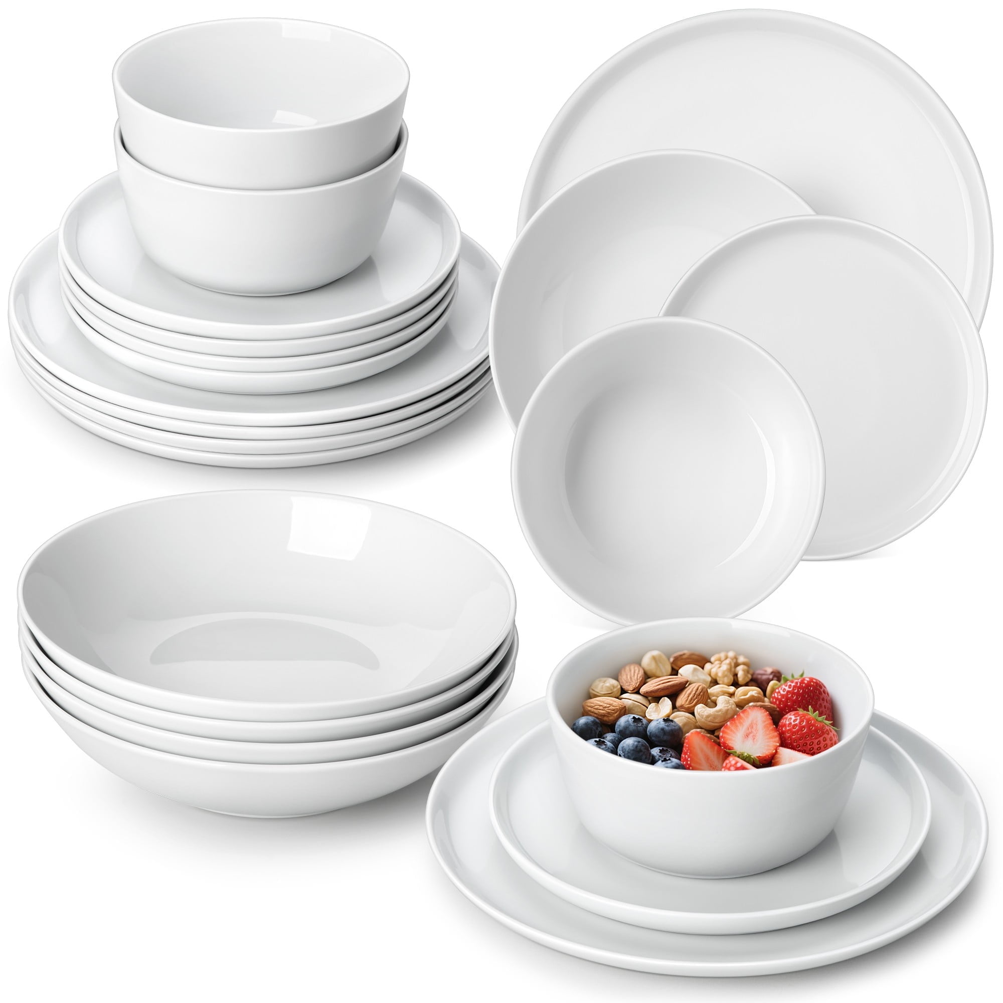 vancasso 24 Pcs Dinnerware Set, Ceramic Plates and Bowls Set for 6 ...