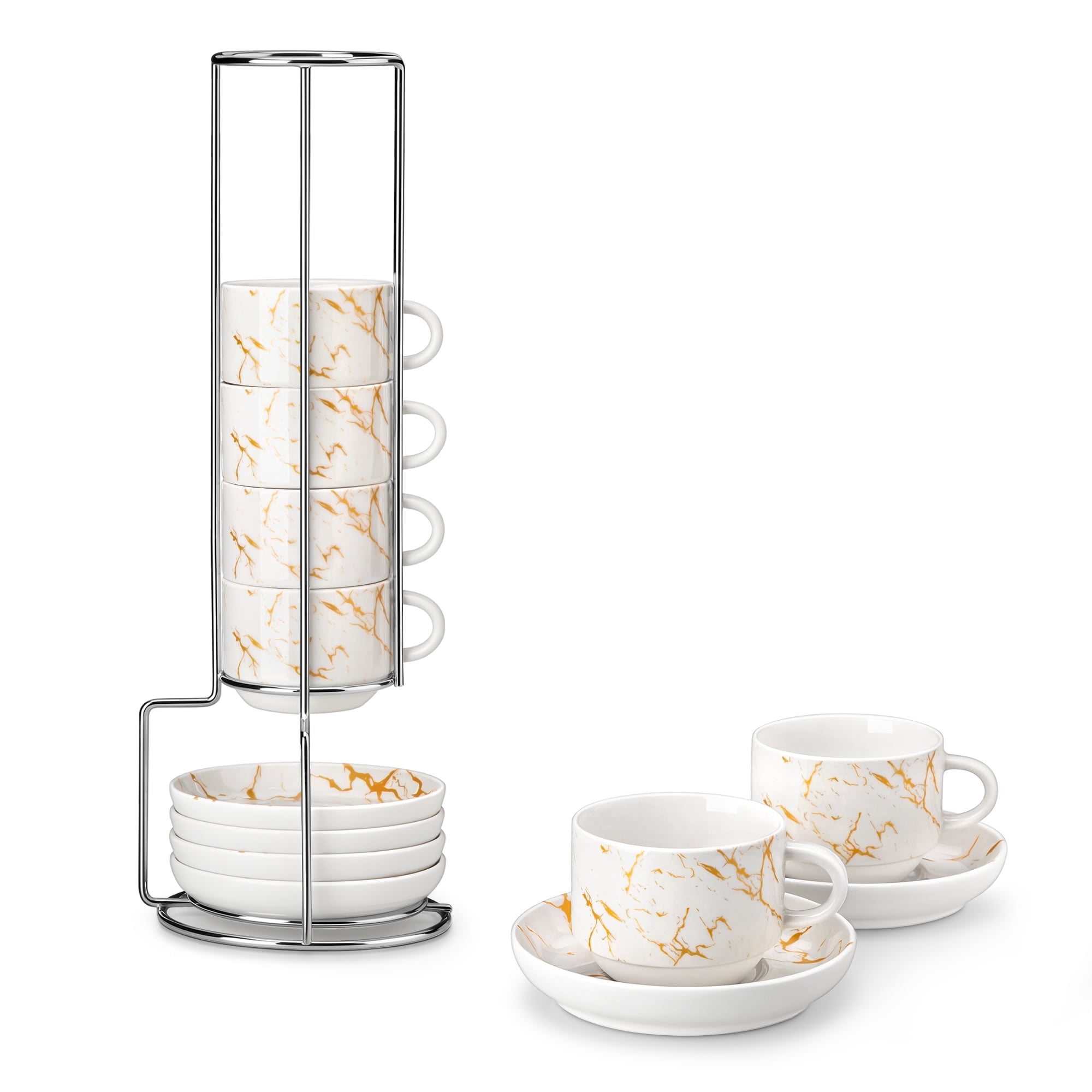 Vancasso 4 oz Coffee Mug Sets of 6, Stackable Espresso Cups with ...