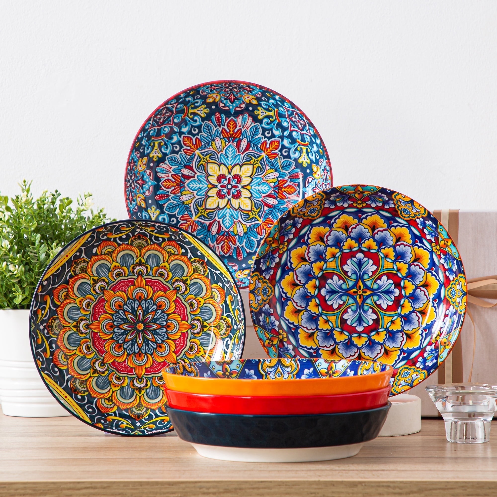vancasso 32oz Pasta Bowls, Porcelain Salad Bowls Set of 6, Dishwasher ...