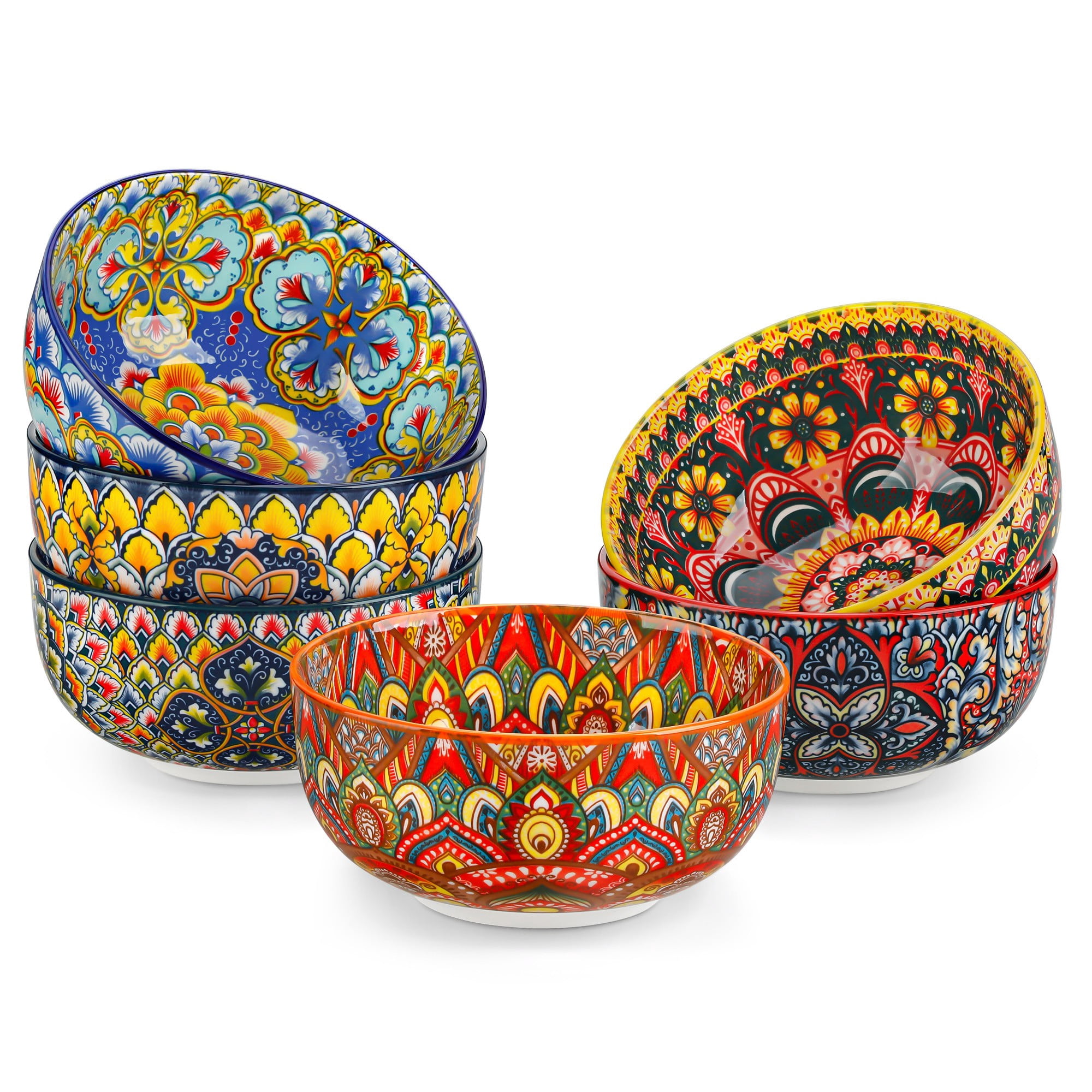 vancasso 6 Pieces Cereal Bowls Set, 28 Oz Deep Soup Bowl, Ceramic salad ...