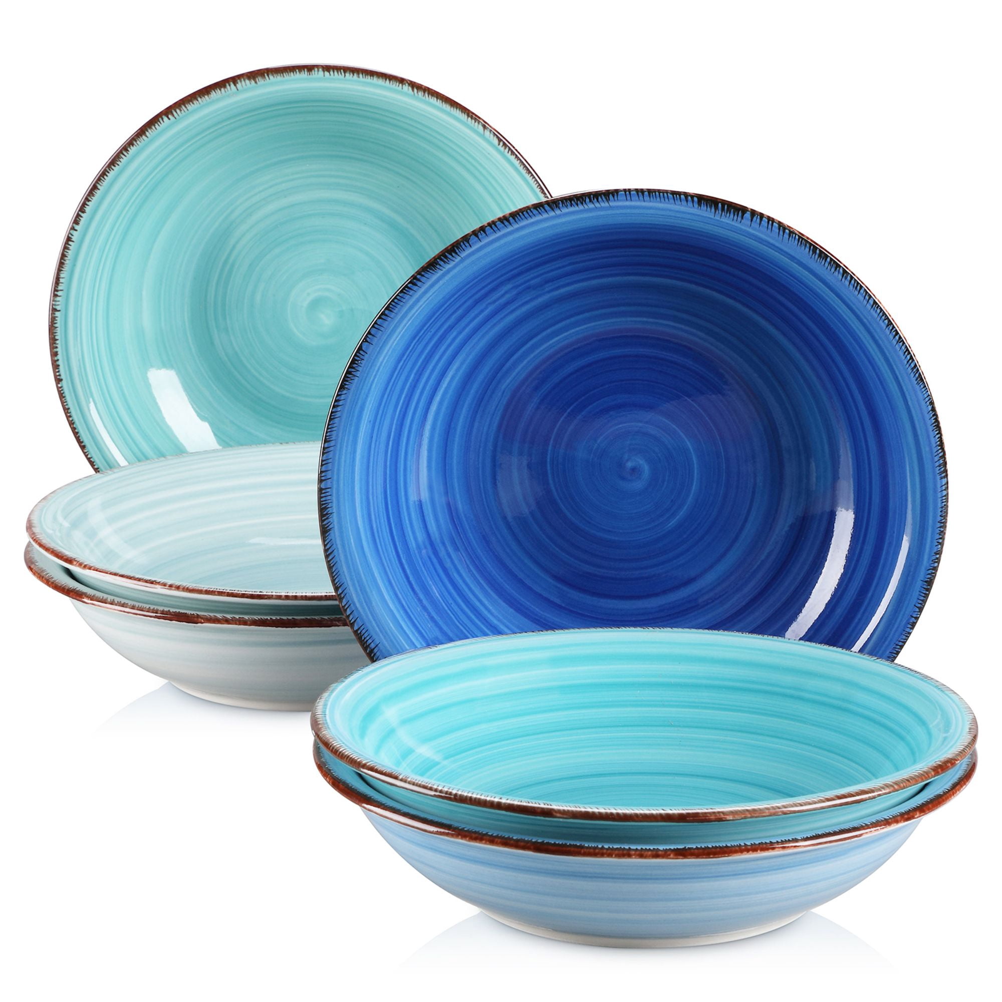vancasso Bonita, Blue Soup Bowl Set, Stoneware Pasta Soup Plate Set of ...