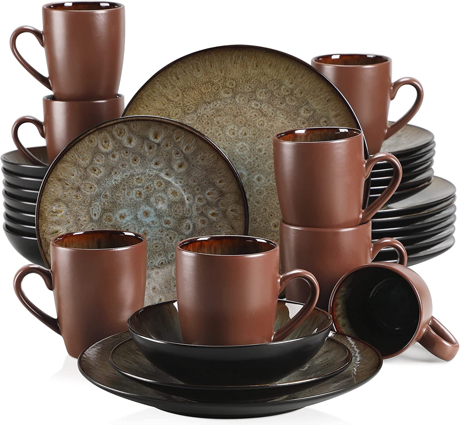 vancasso Kitchen Dining Table Dinnerware Set, 32-Piece Stoneware Dinner ...