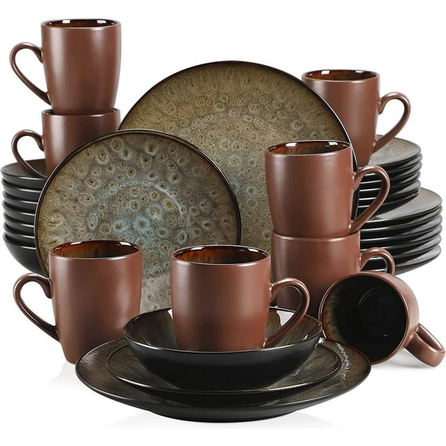 vancasso Kitchen Dining Table Dinnerware Set, 32-Piece Stoneware Dinner ...