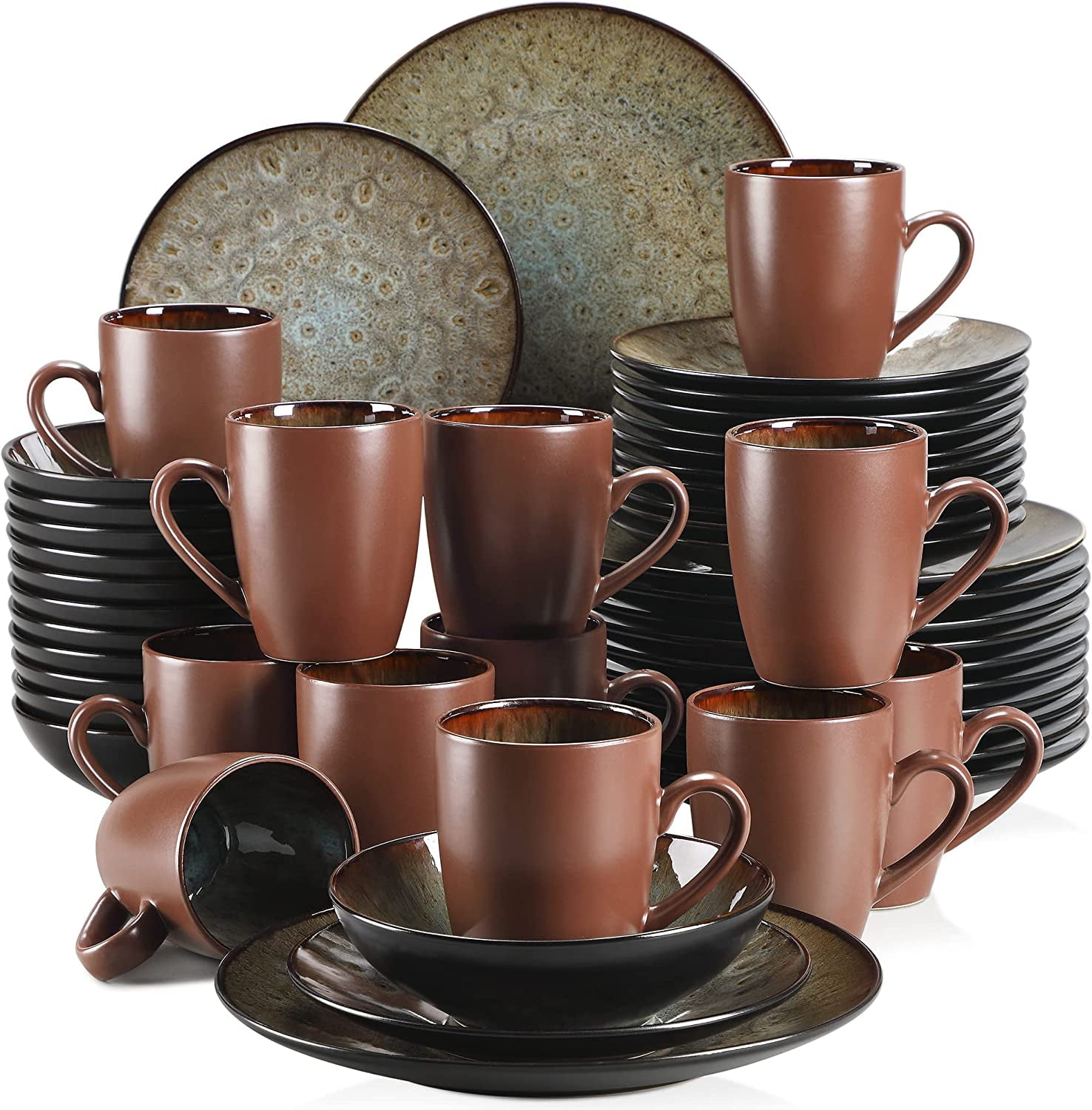 vancasso Dinnerware Set, 48-Piece Stoneware Dinner Plates Service for 4 ...