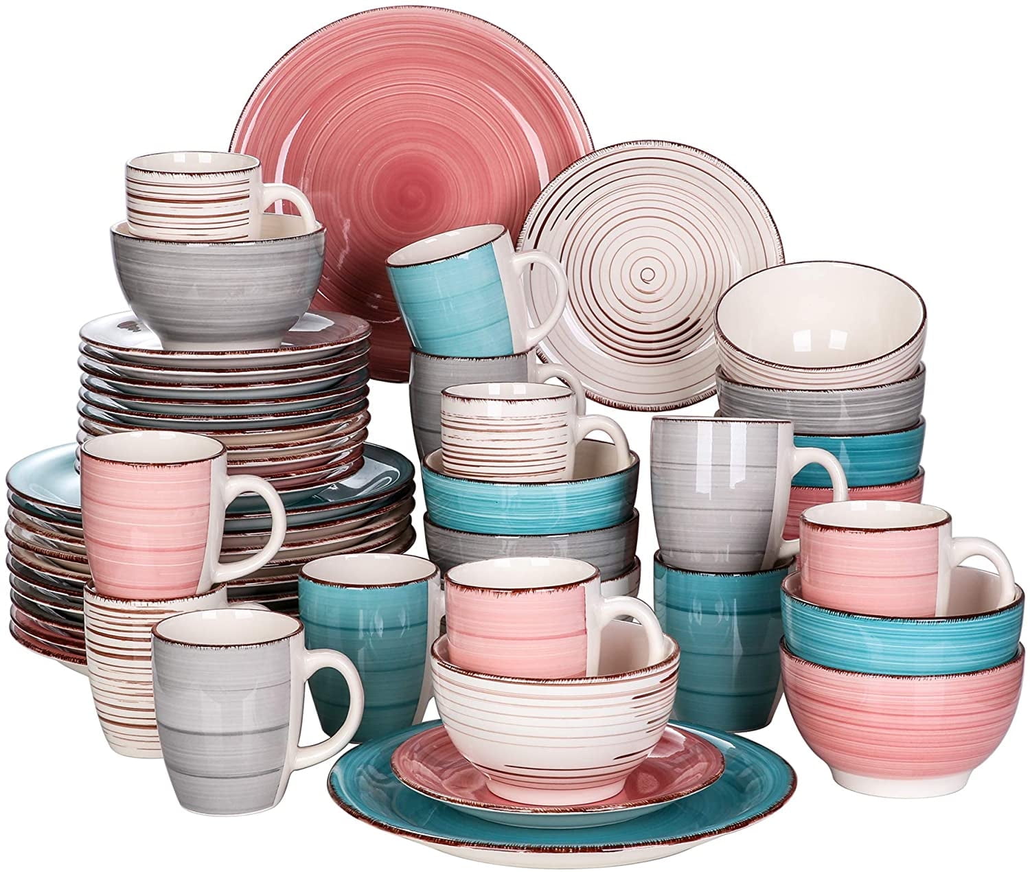 vancasso Dinnerware Sets, Stoneware Dinner Set for 12, 48 Piece Round ...