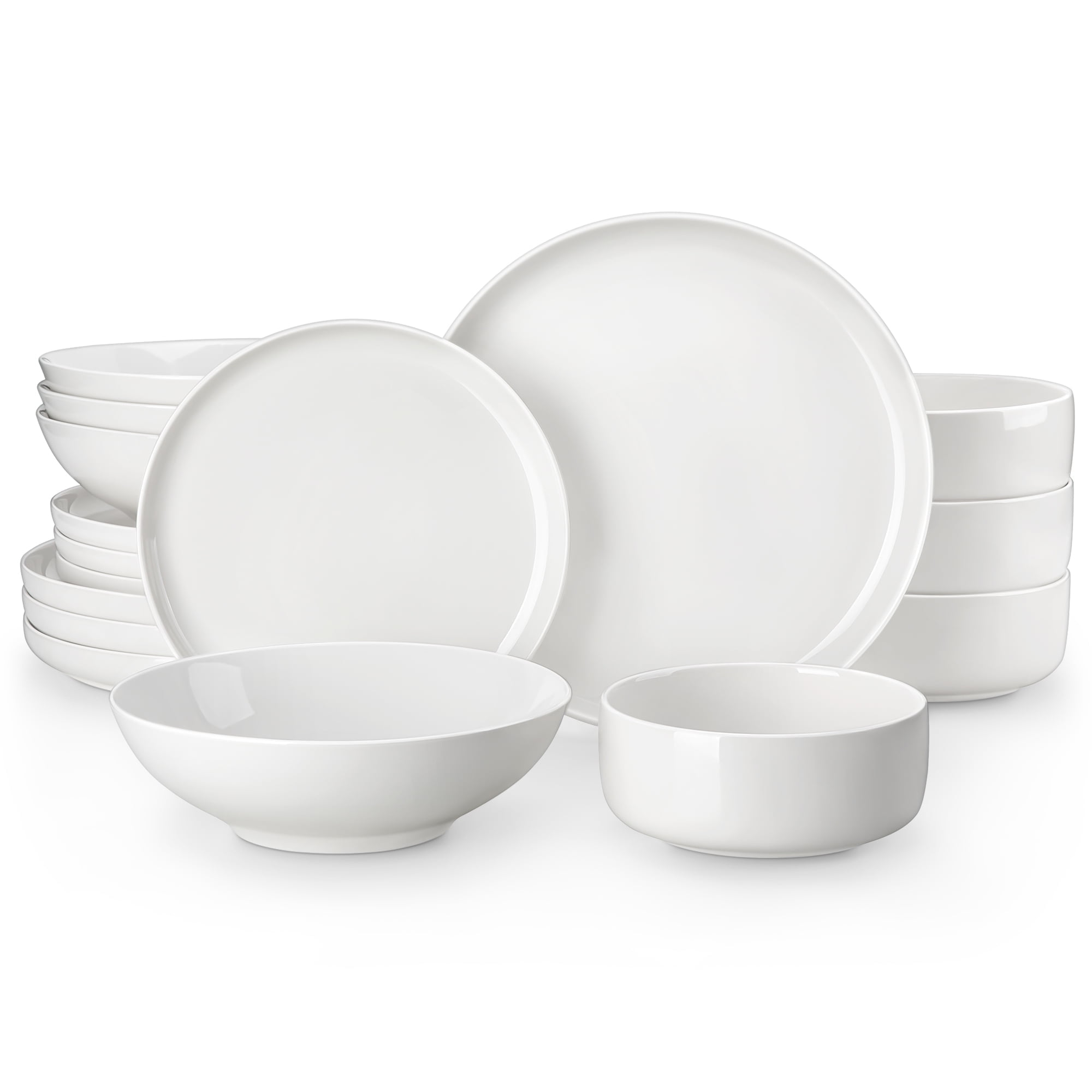 vancasso 16 pcs Dinnerware Sets, Plates and Bowls Set for 4, Porcelain ...