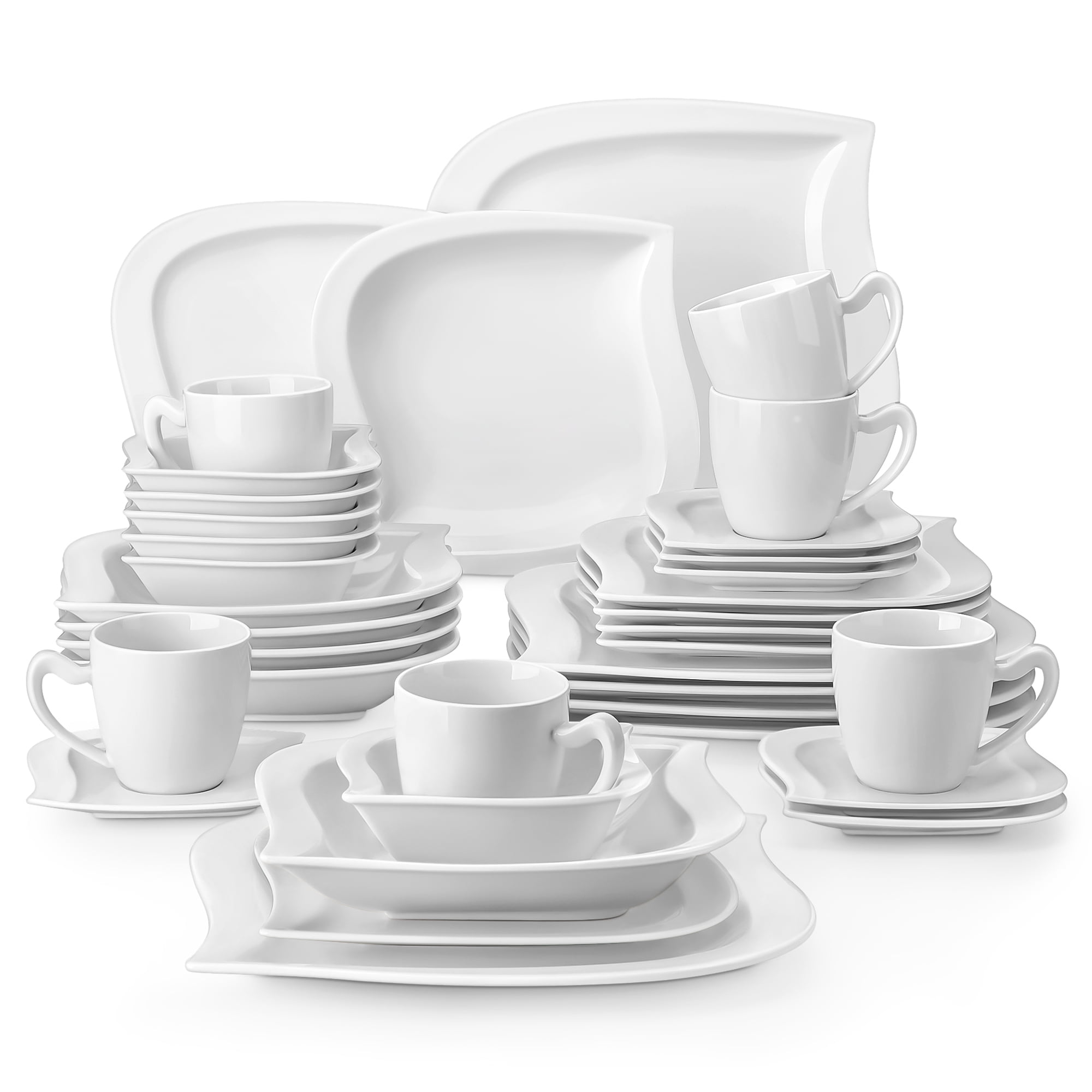 vancasso 36 pcs Dinnerware Sets, Plates and Bowls Set for 6, Porcelain ...