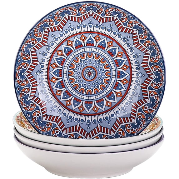 vancasso Mandala Patterned 4-Piece Soup plates, 8 Inch Multi-Colored ...
