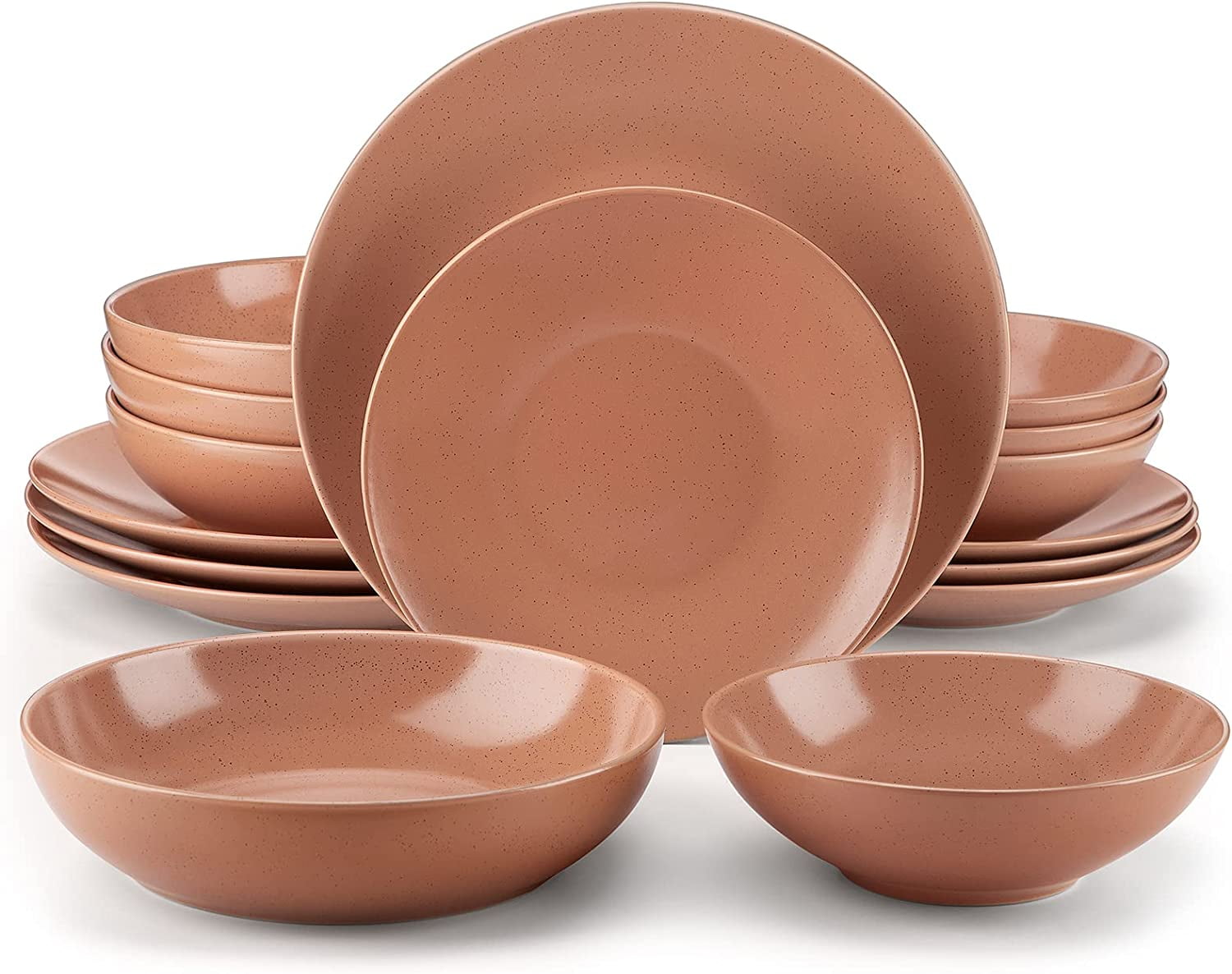 vancasso Sabine, 16 Pieces Stoneware Dinnerware Set, Orange Dish Plate ...
