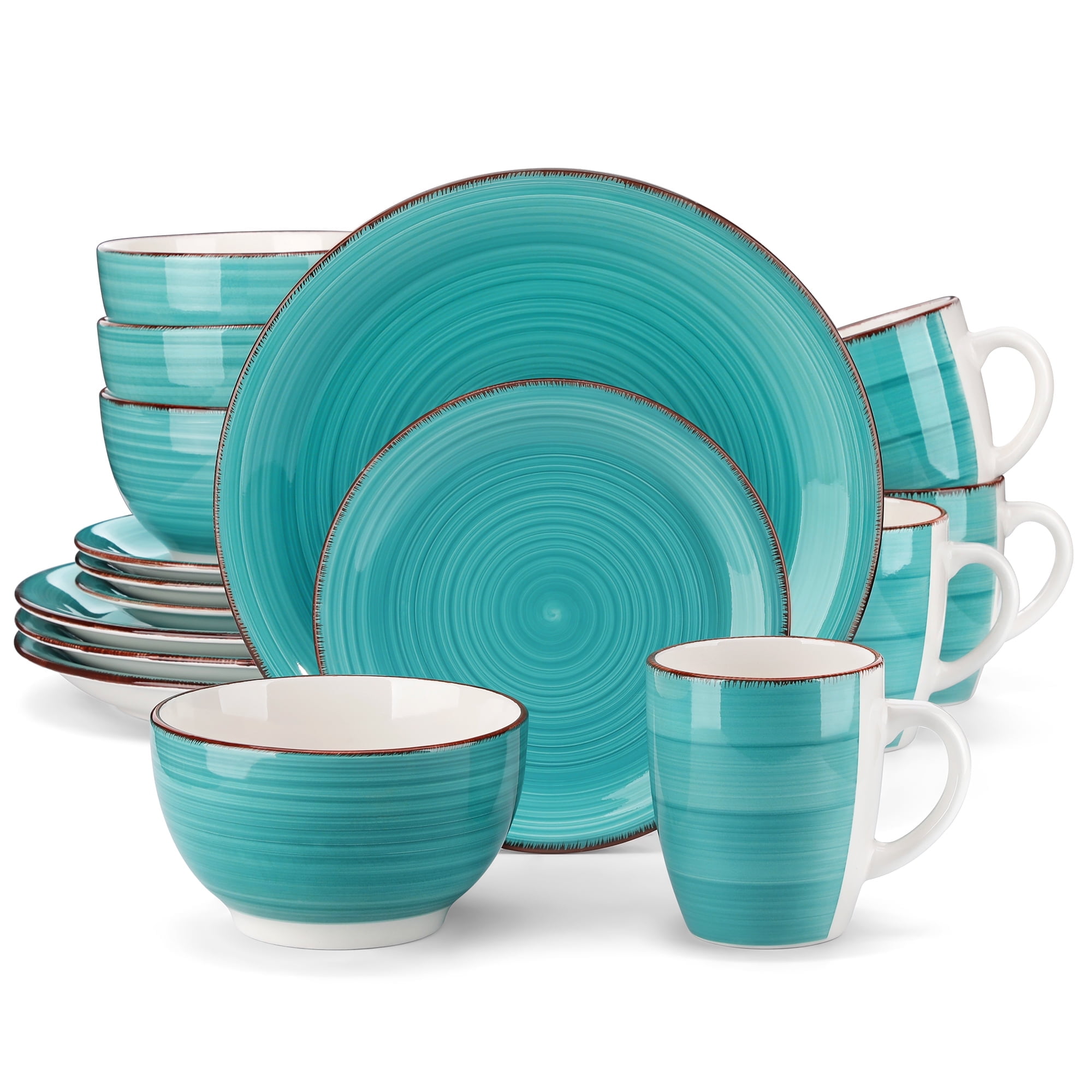 vancasso, Series Bella, 16-Piece Stoneware Dinnerware Set, Turquoise ...