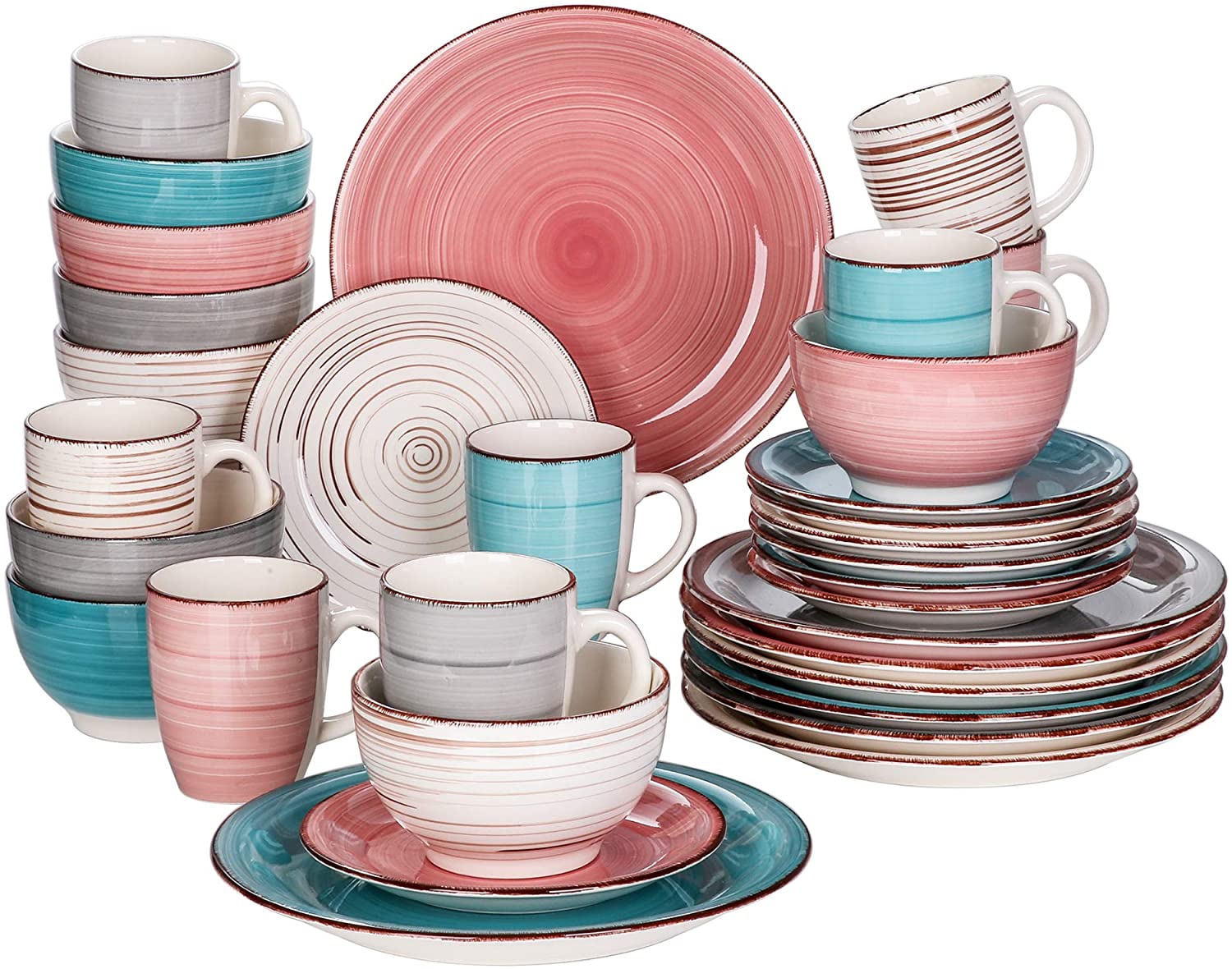 Vancasso, Series Mandala, 48-Piece Porcelain Dinnerware Set, Boho Blue ...