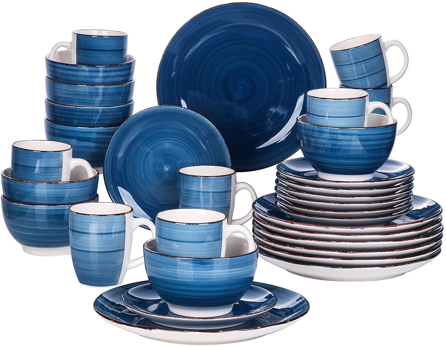 vancasso, Series Bella, 32-Piece Stoneware Dinnerware Set, Blue Dinner ...