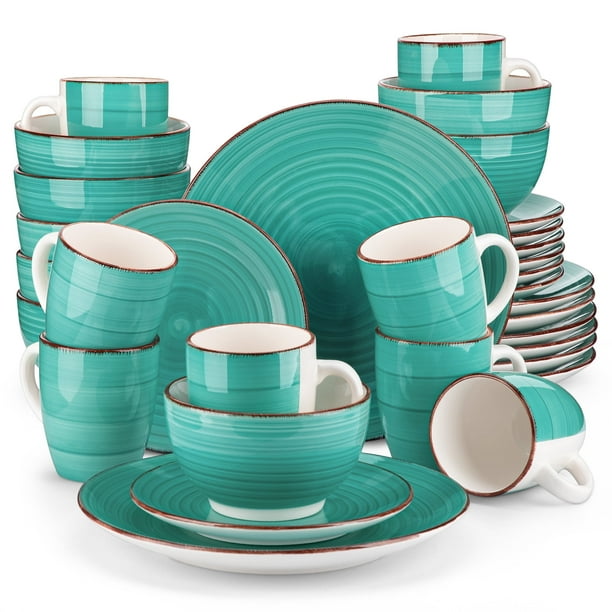 vancasso, Series Bella, 32 Piece Stoneware Dinnerware Set, Green Dinner ...
