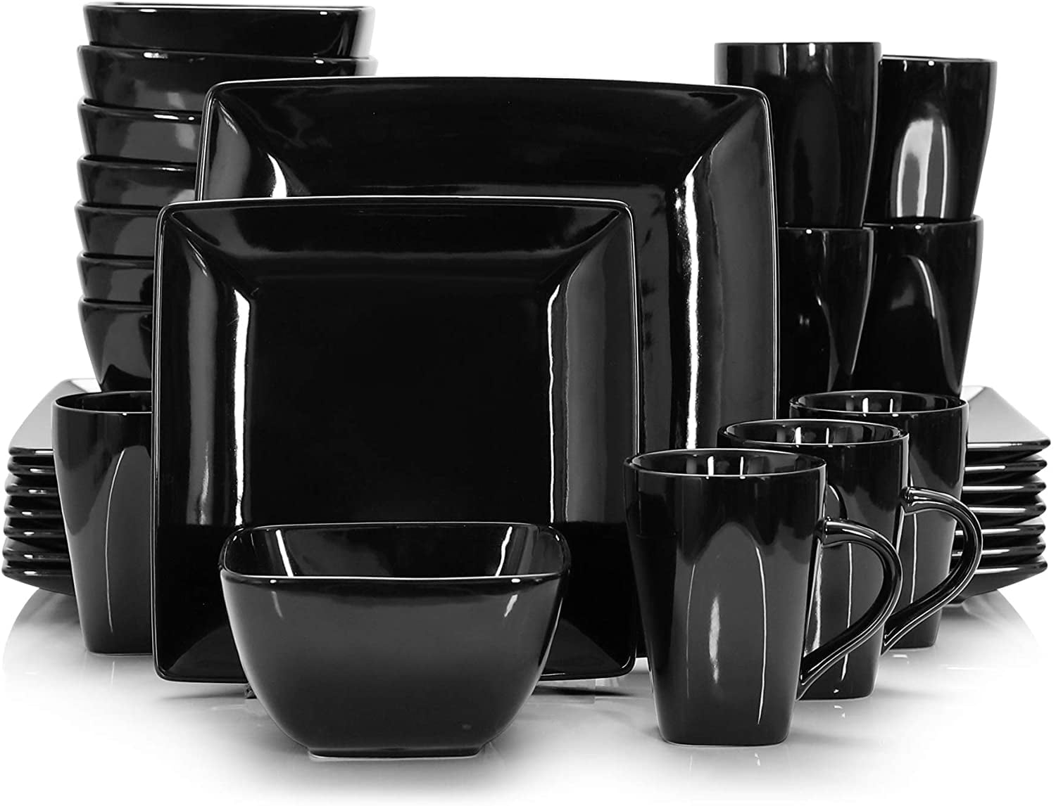 vancasso SOHO Series, 32-Piece Elegant Stoneware Square Dish Dinnerware ...