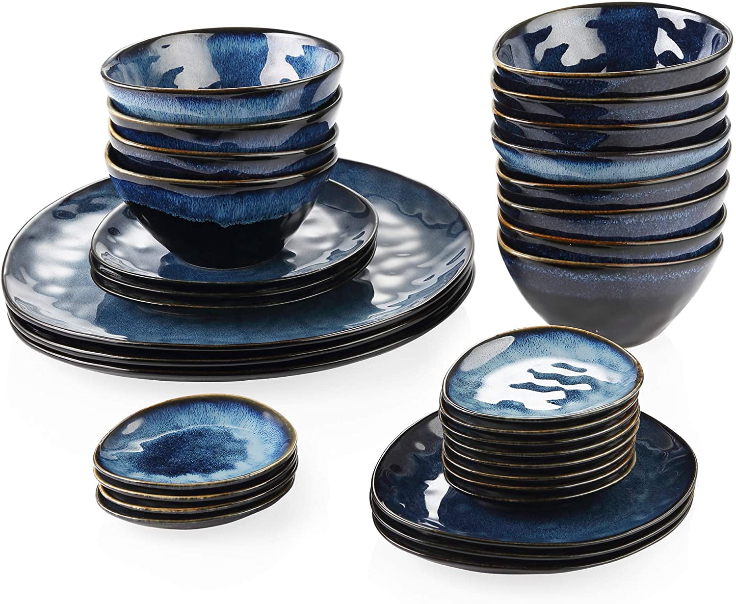 vancasso, Series Starry, 33-Piece Porcelain Serving Dishes Set, Blue ...