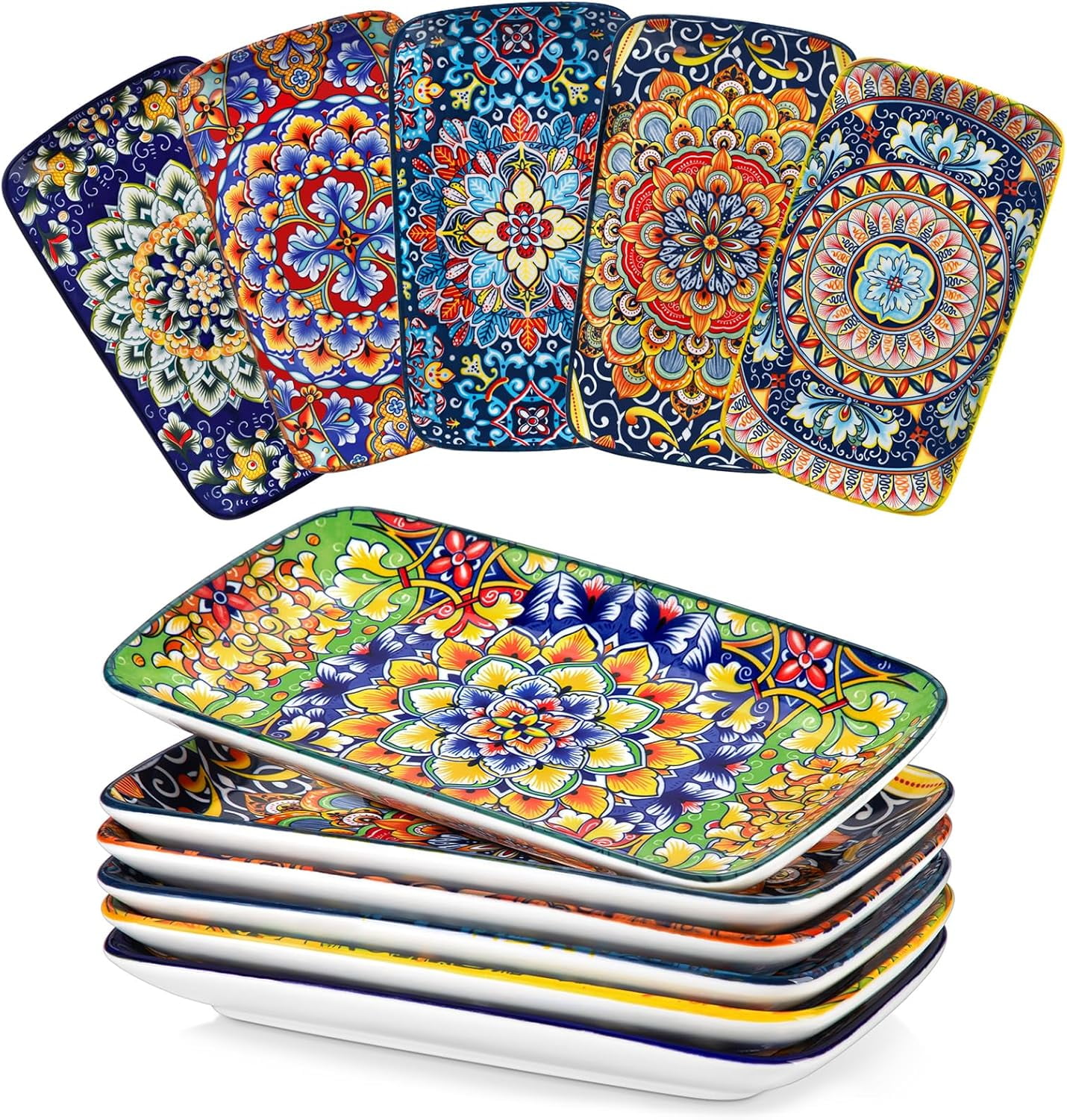 vancasso Simi 9.5 Inch Rectangular Dinner Plates - Salad Plates Set of ...