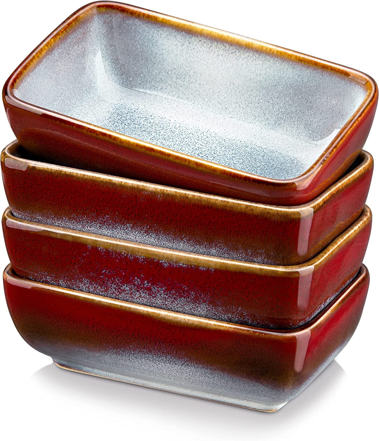 vancasso Stern, Red 4-Piece Saucer Dish Set, Porcelain Snack Bowl ...