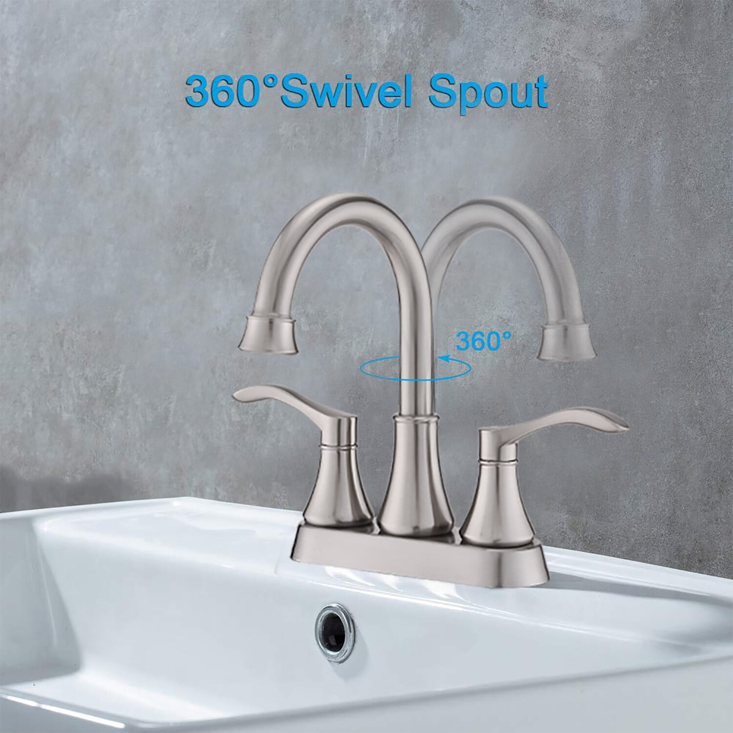 VANITYFAIR Double Handles 4 inche Centerset Bathroom Sink Faucet ...