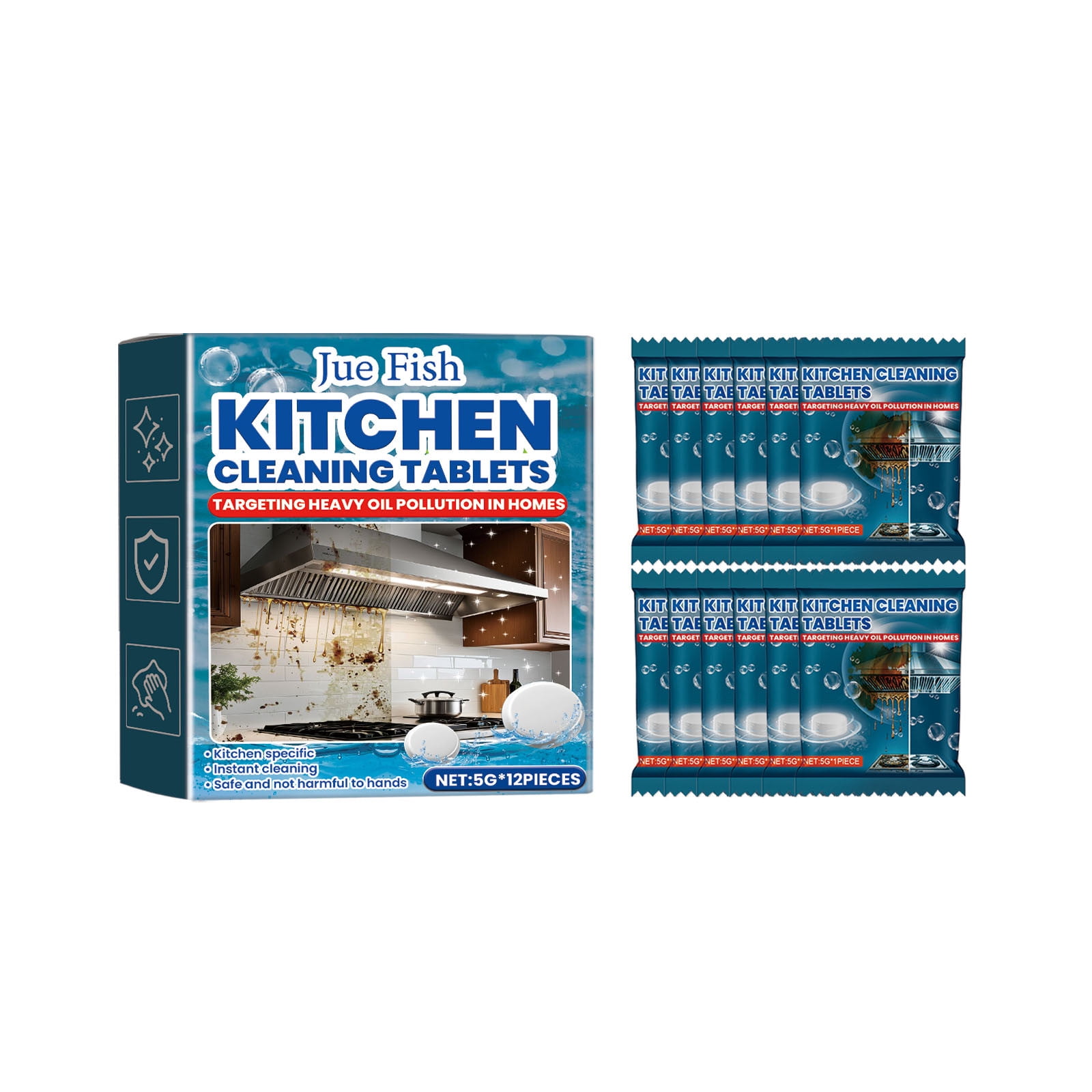 vankin Effervescent Cleaning Tablets, Powerful Grease and Stain Remover ...