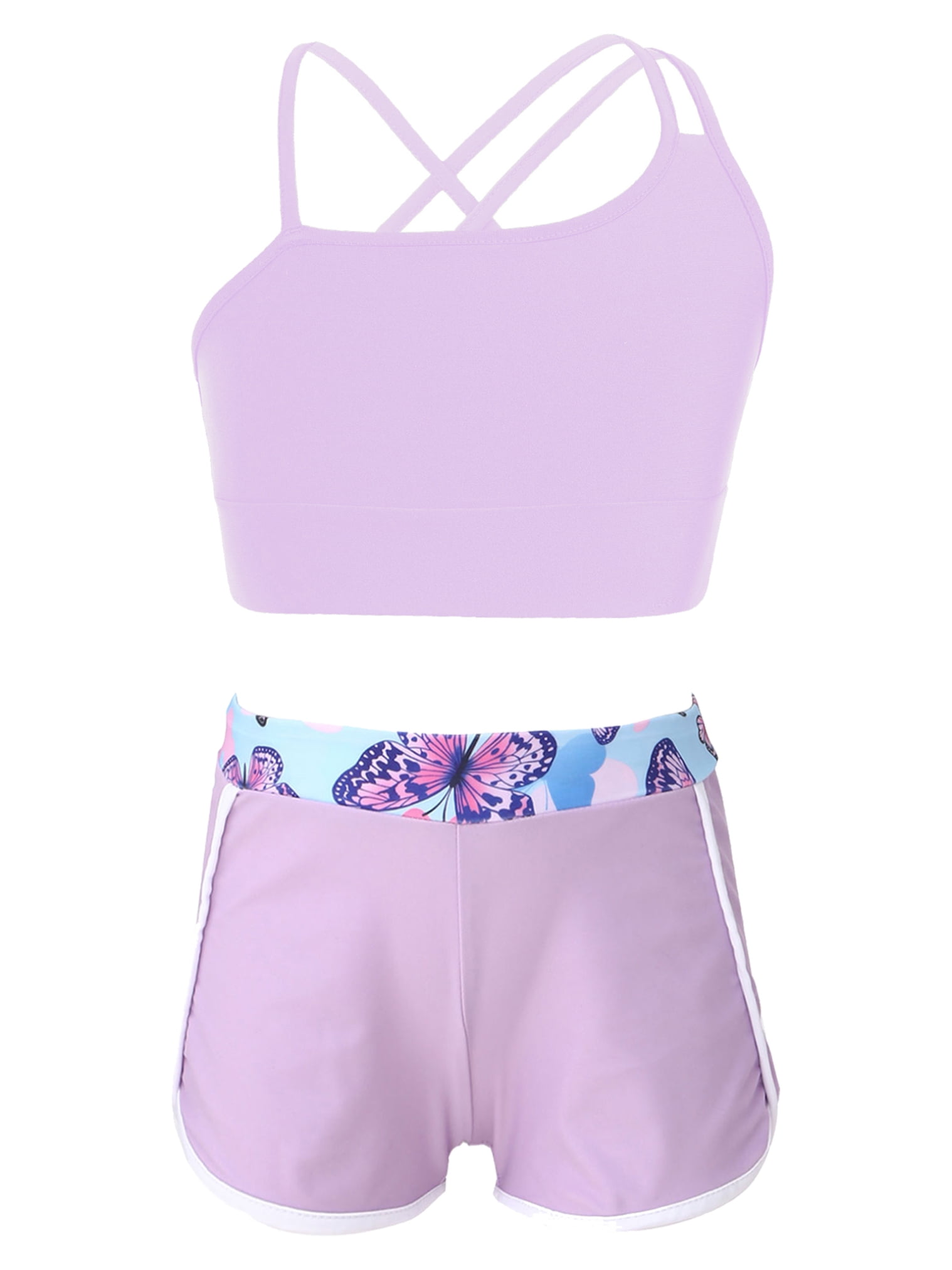 vastwit Girls 2 Piece Ballet Dance Costume Sleeveless Crop Top with ...