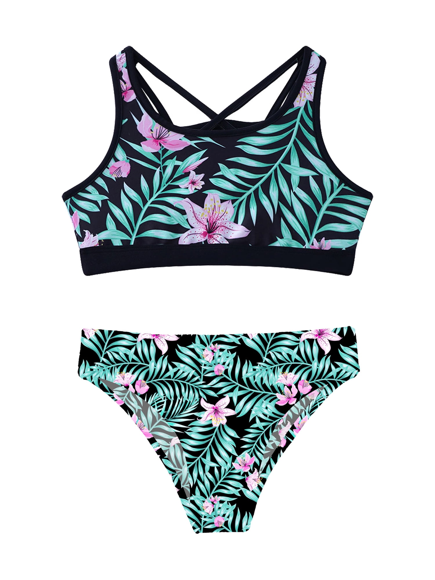 vastwit Girls 2 Piece Bathing Suit Criss Cross Bikini Tops with Bottoms ...