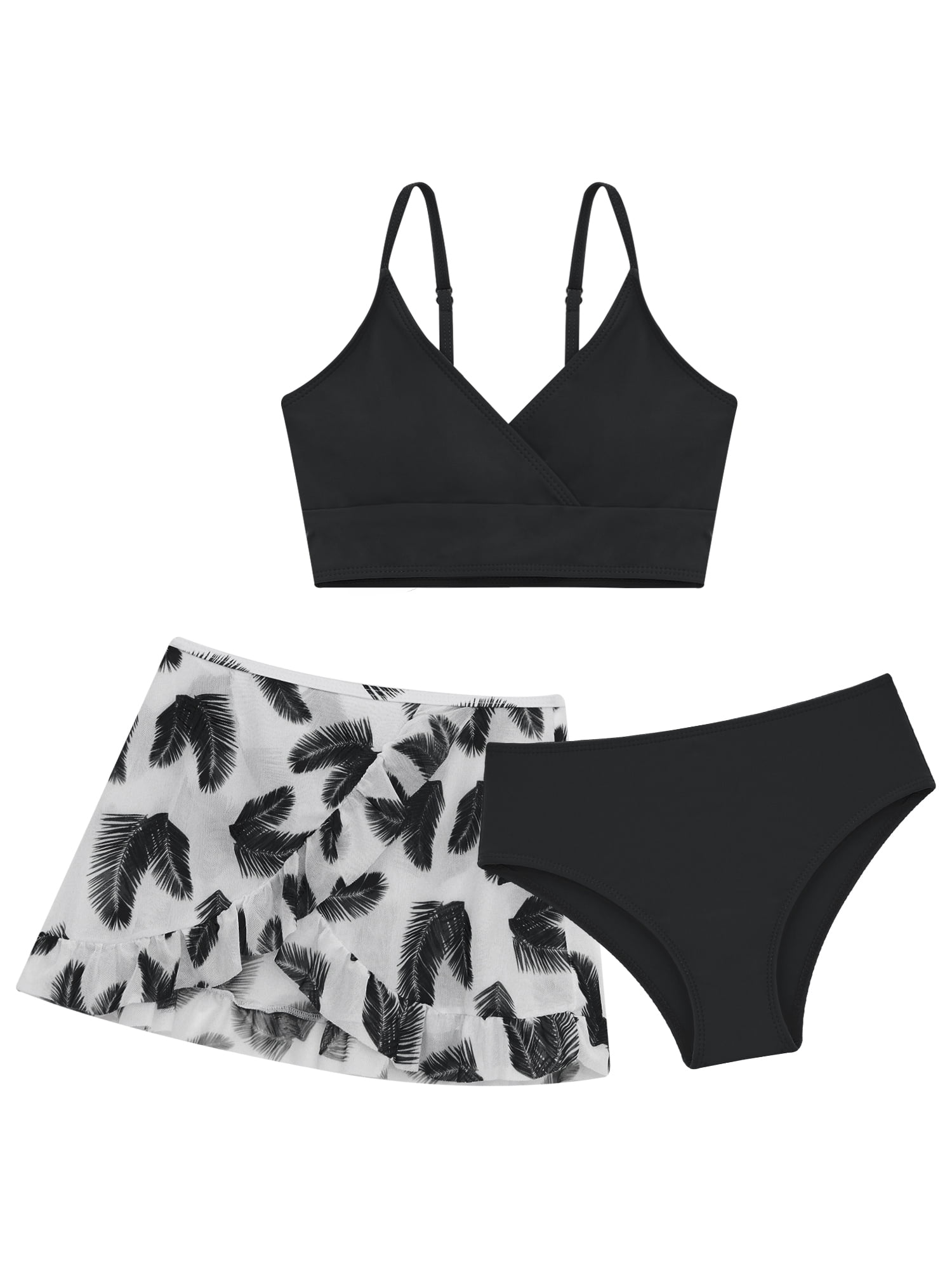 vastwit Girls Bikini Set Sun Protection Bathing Suit with Beach Skirt ...