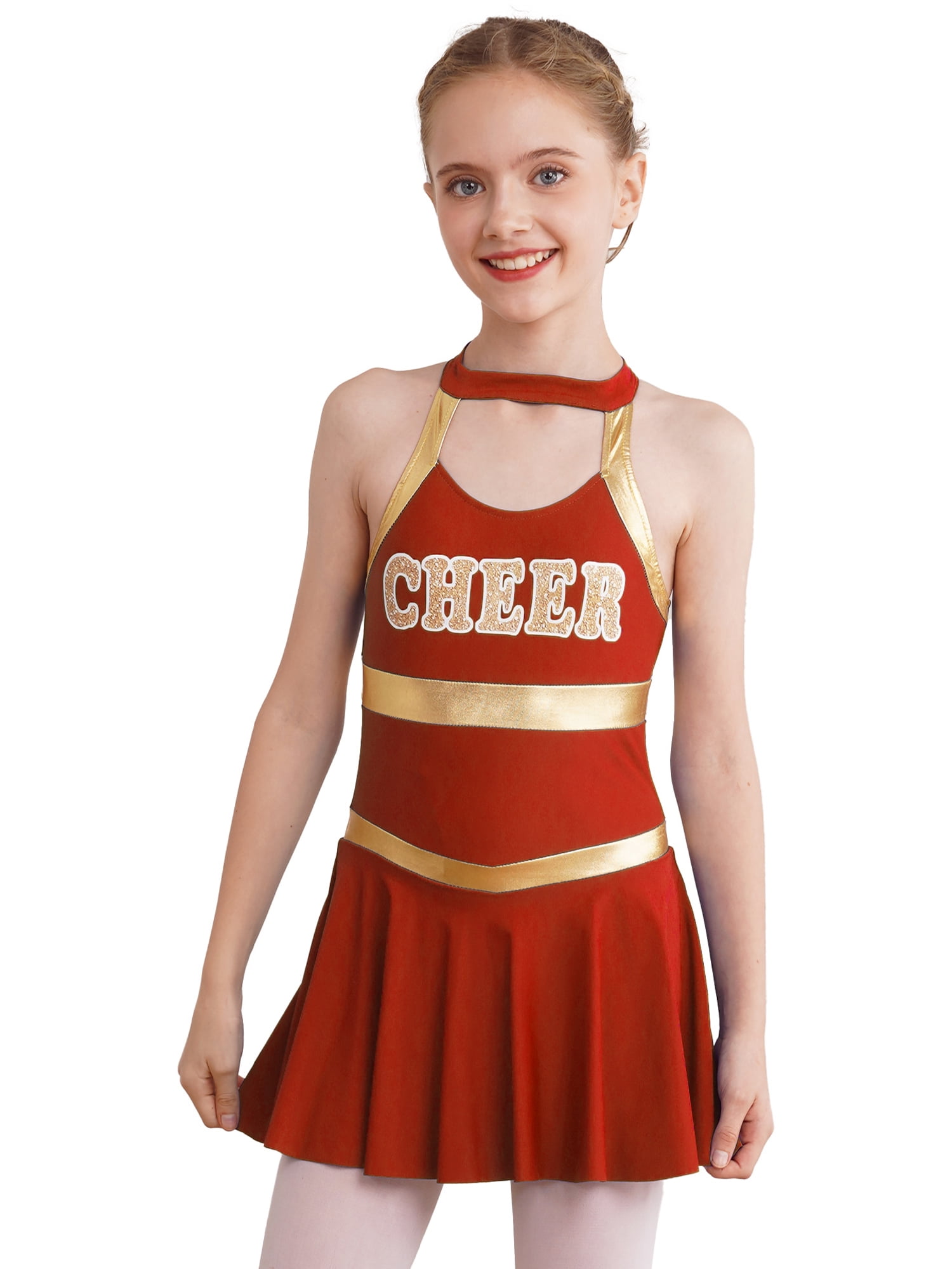 vastwit Girls' Cheer Leader Fancy Dance Leotard Dress Cheerleading ...