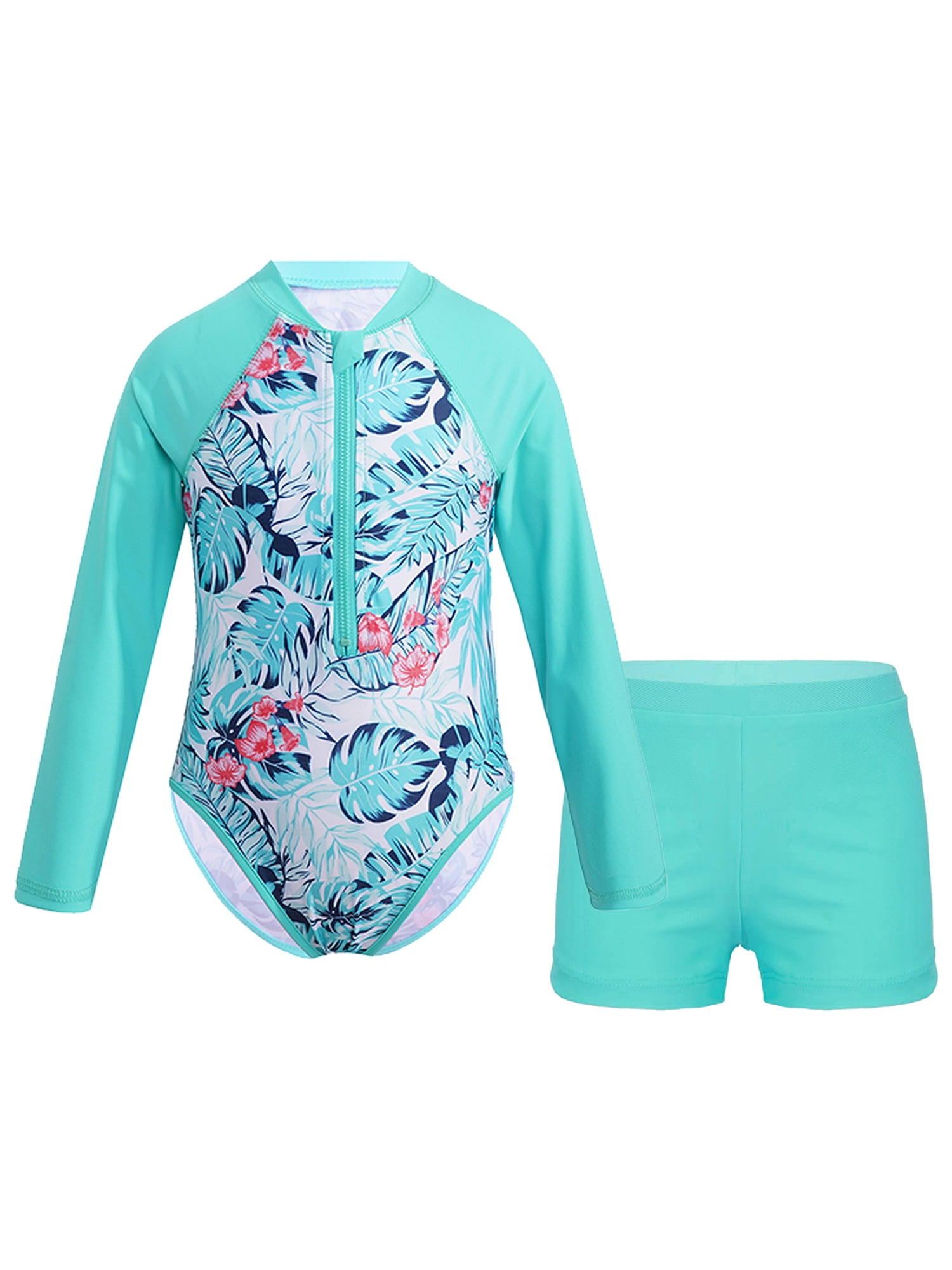 vastwit Girls Rash Guard Swimsuit Long Sleeve One Piece Swimwear with ...