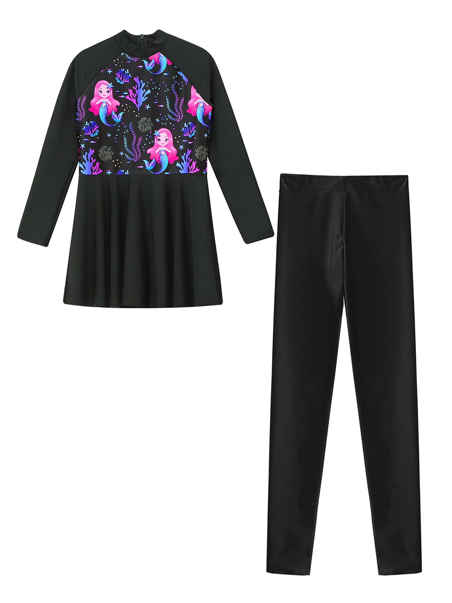 vastwit Girls Rash Guard Swimsuit Long Sleeve Swimming Dress with Pants ...