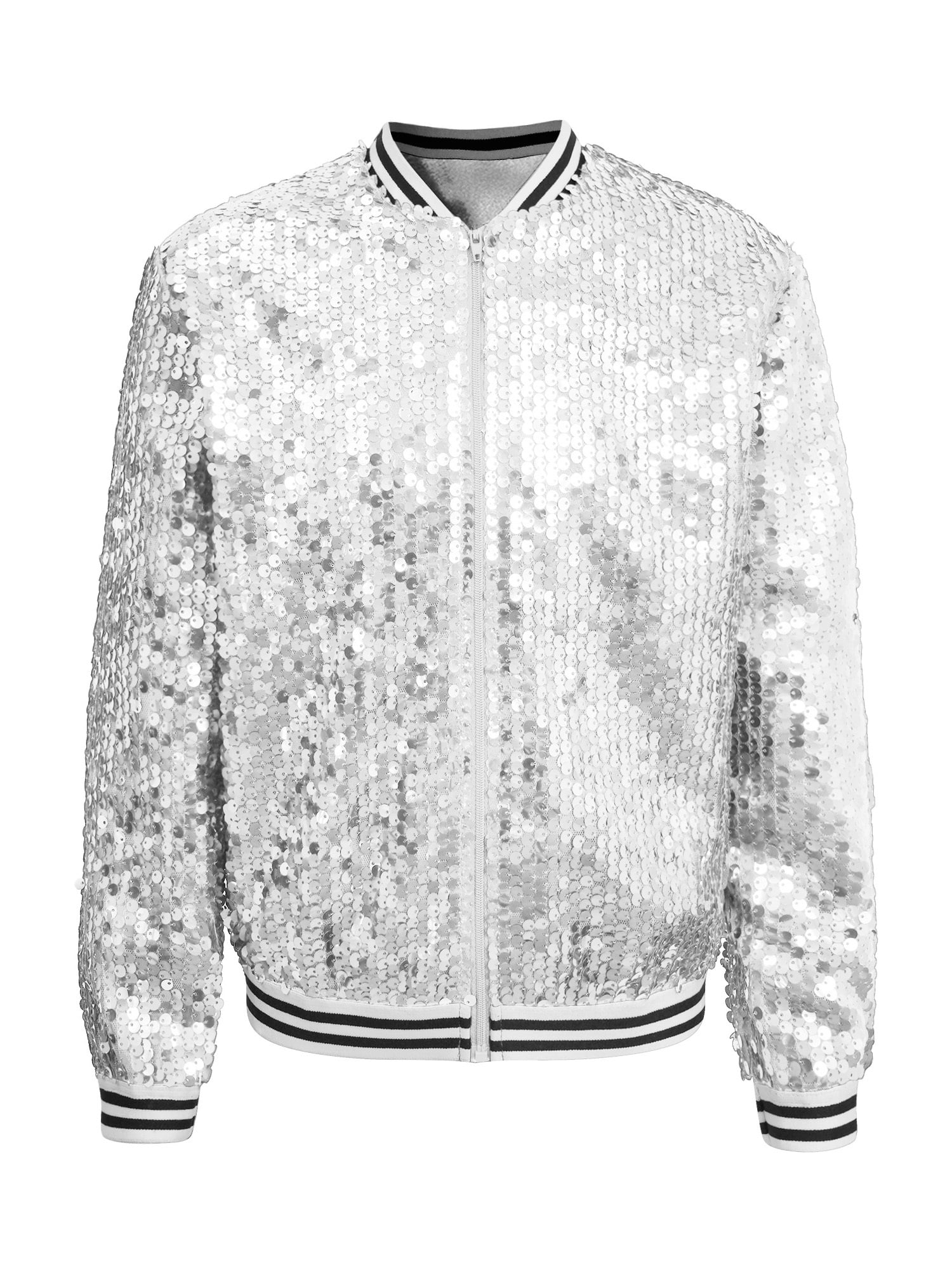 vastwit Girls Shiny Sequin Varsity Jacket Kids Long Sleeve Front Zipper ...