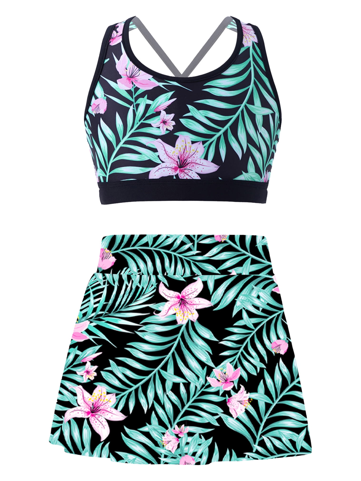vastwit Girls Tankini Swimsuit Two Piece Bathing Suit with Swim Skirts ...