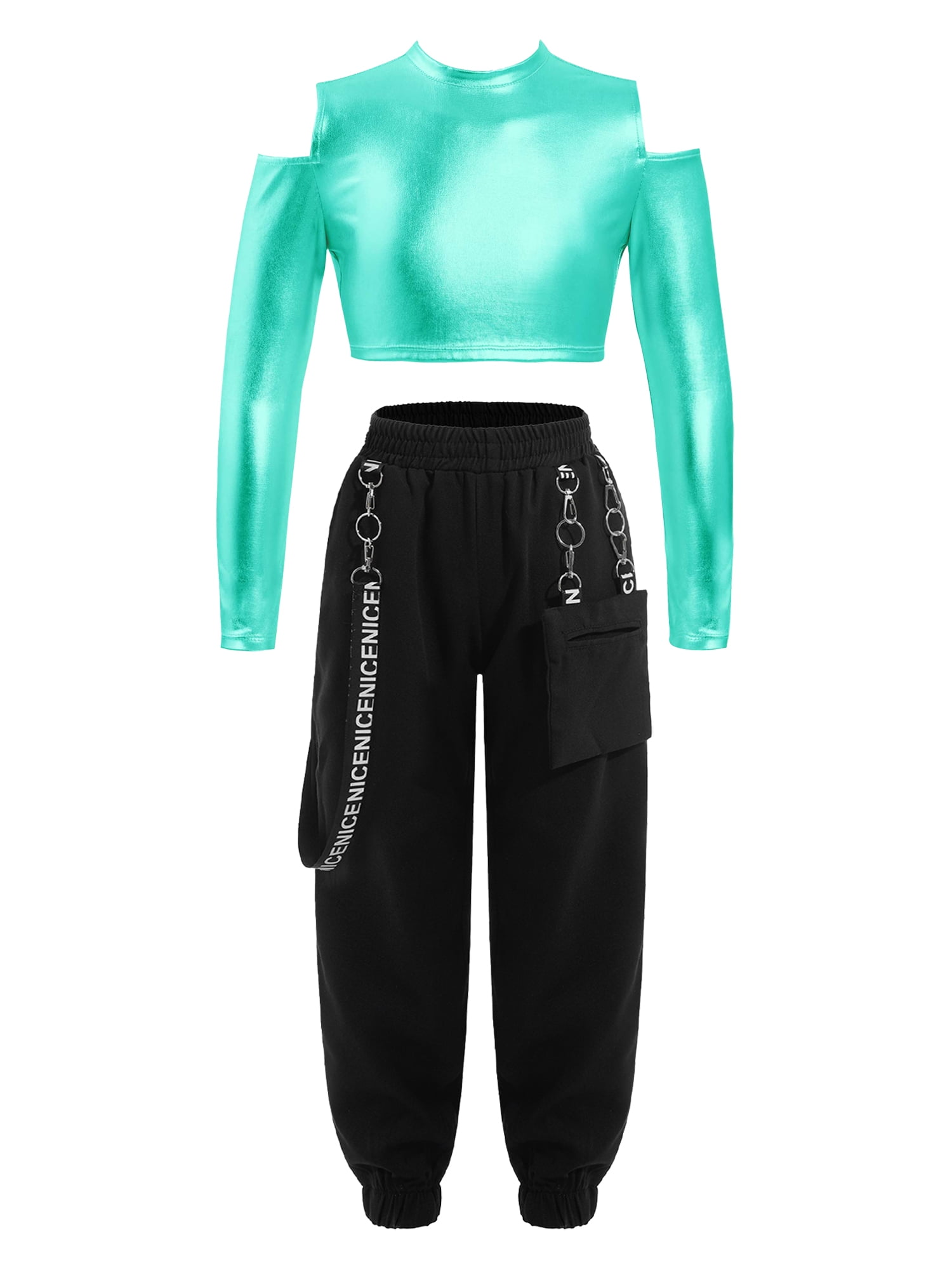 vastwit Hip Hop Clothing Girls Jazz Dance Costume Long Sleeve Crop Tops ...