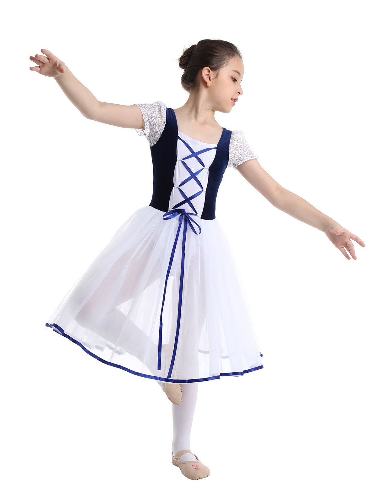 vastwit Kids Girls Ballerina Costume Long Tulle Swan Princess Ballet ...