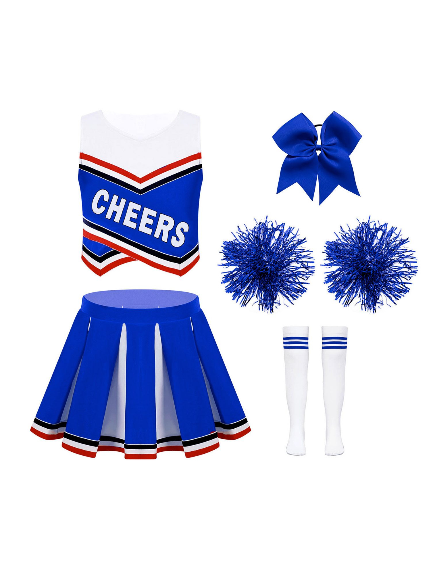 vastwit Kids Girls Cheer Leader Uniform Dress with Accessories ...